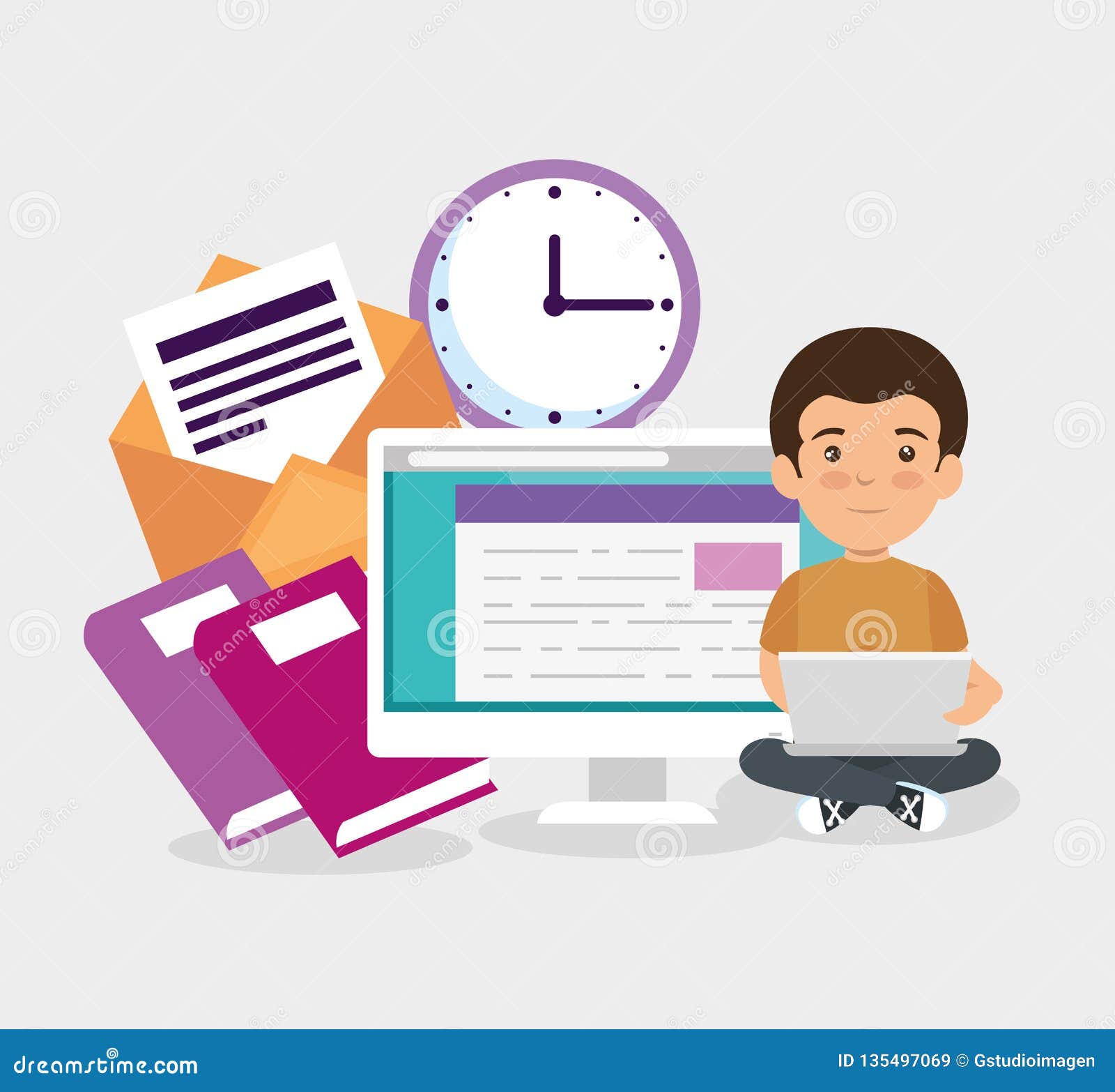 Computer Document Protection Vector, Flat Cartoon Desktop Pc With ...