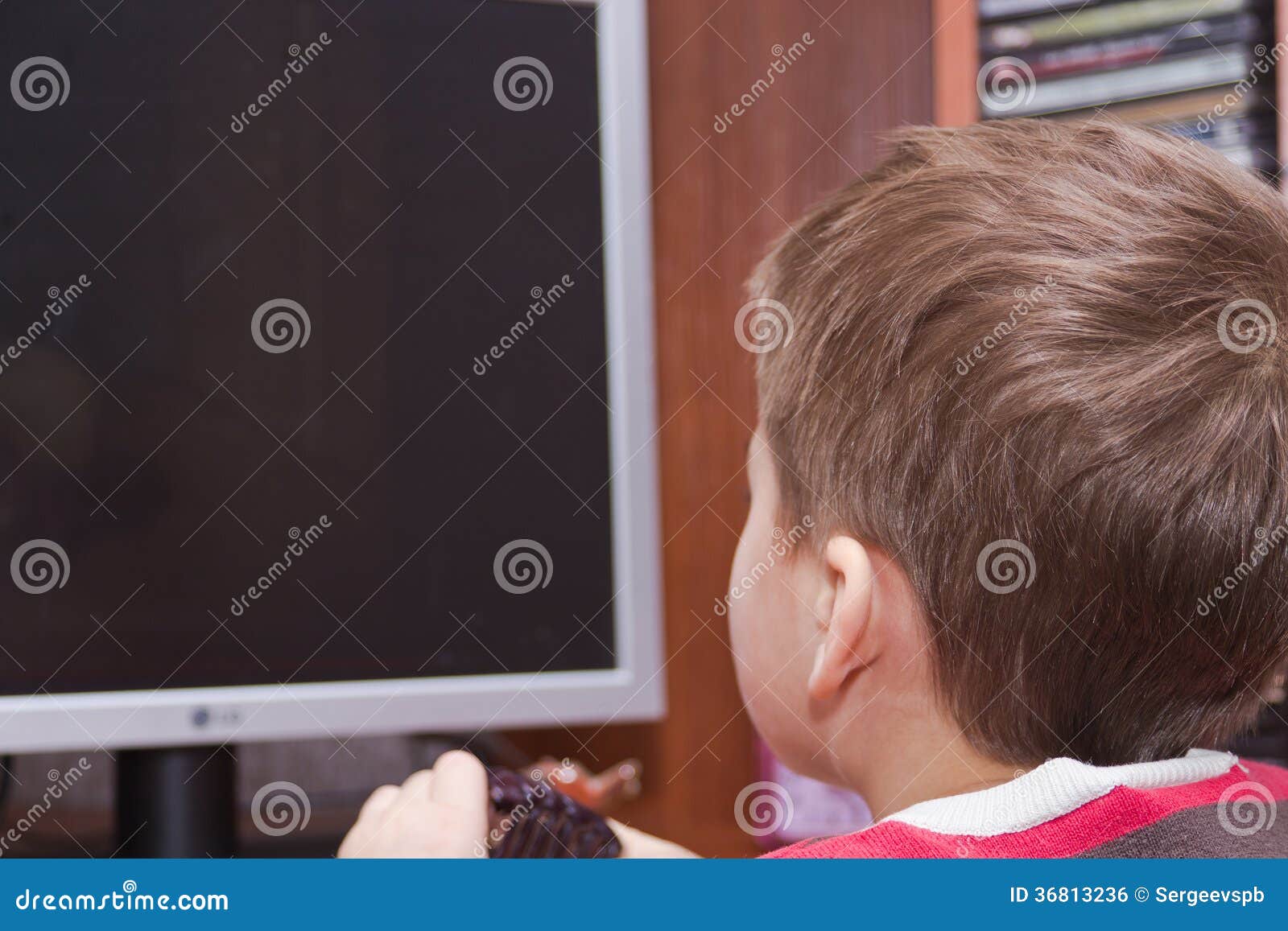 Boy and computer stock photo. Image of surprise, adorable - 36813236