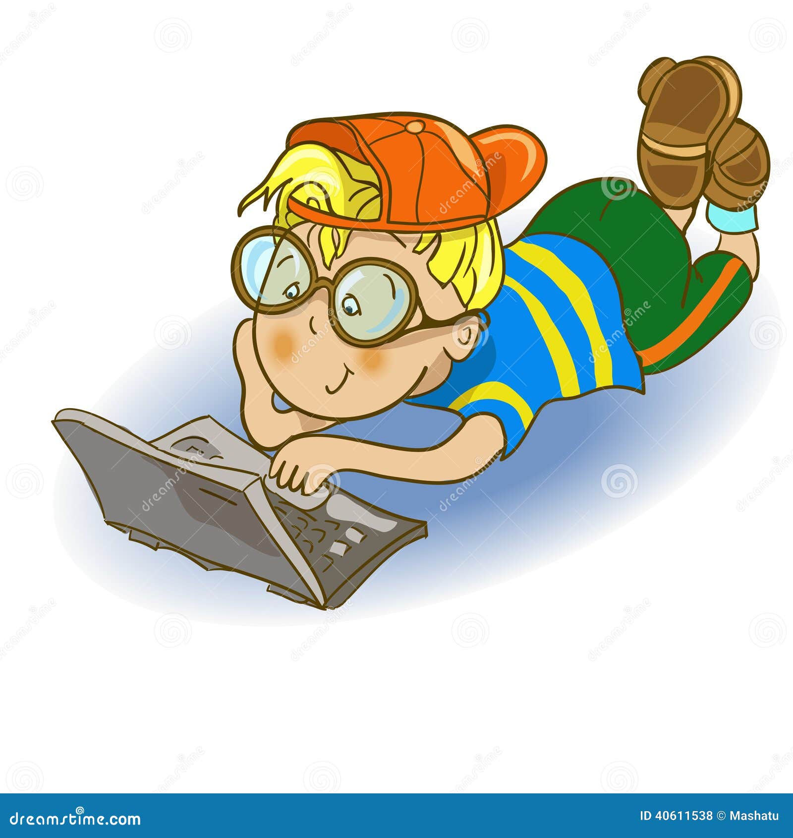 Boy and Computer. Funny Cartoon and Character Stock Illustration ...