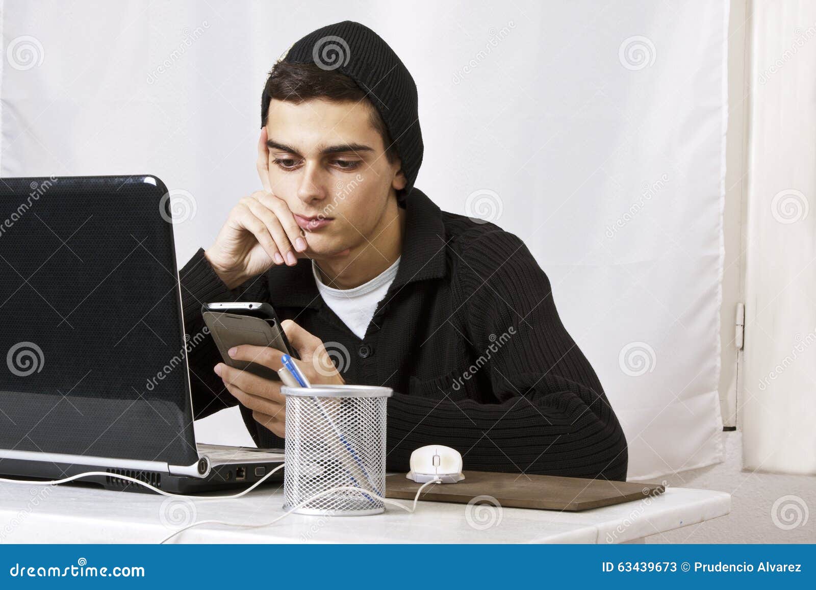 Boy with computer stock image. Image of intelligent, table - 63439673