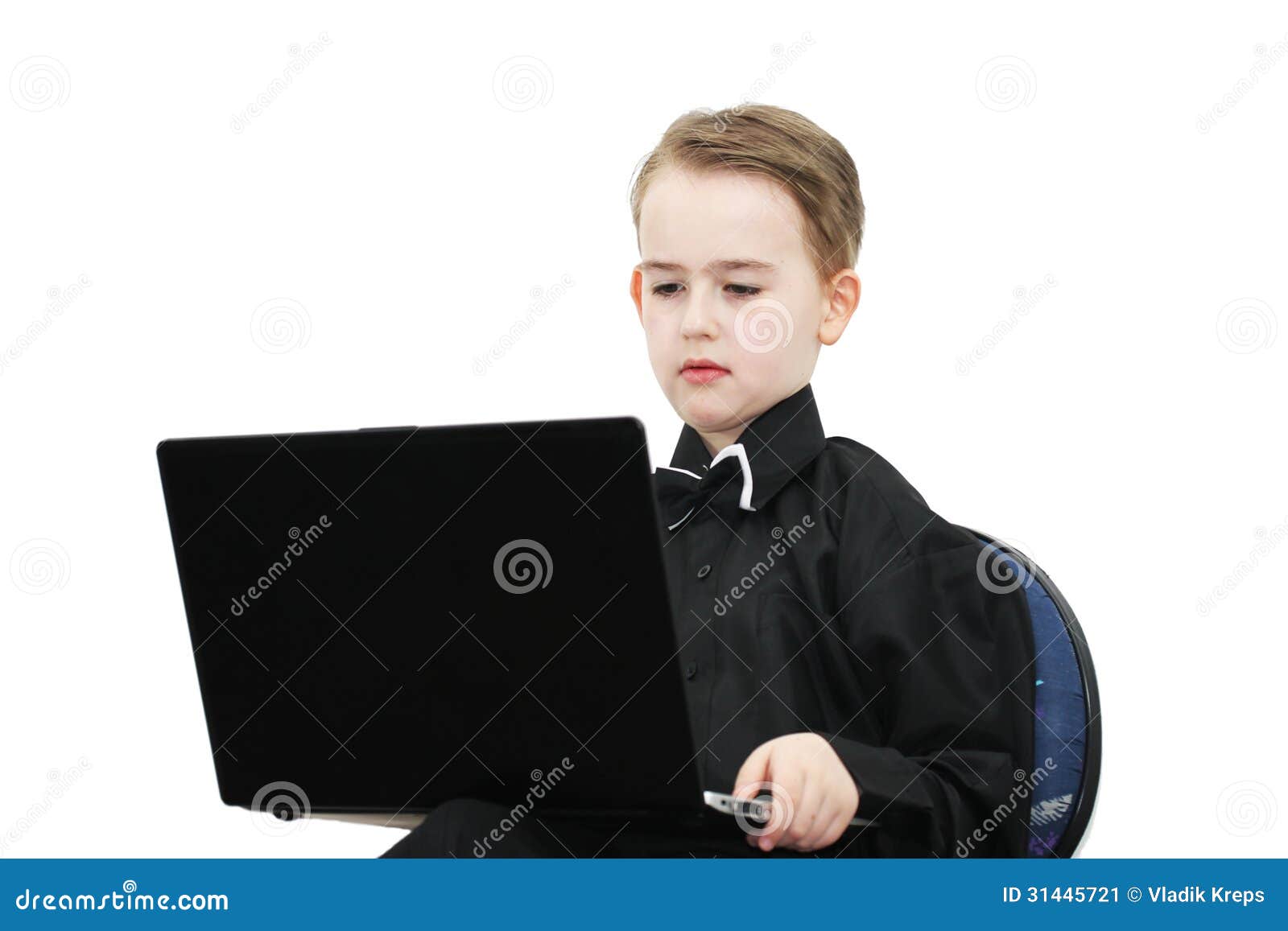 Boy with a computer stock image. Image of modern, portrait - 31445721