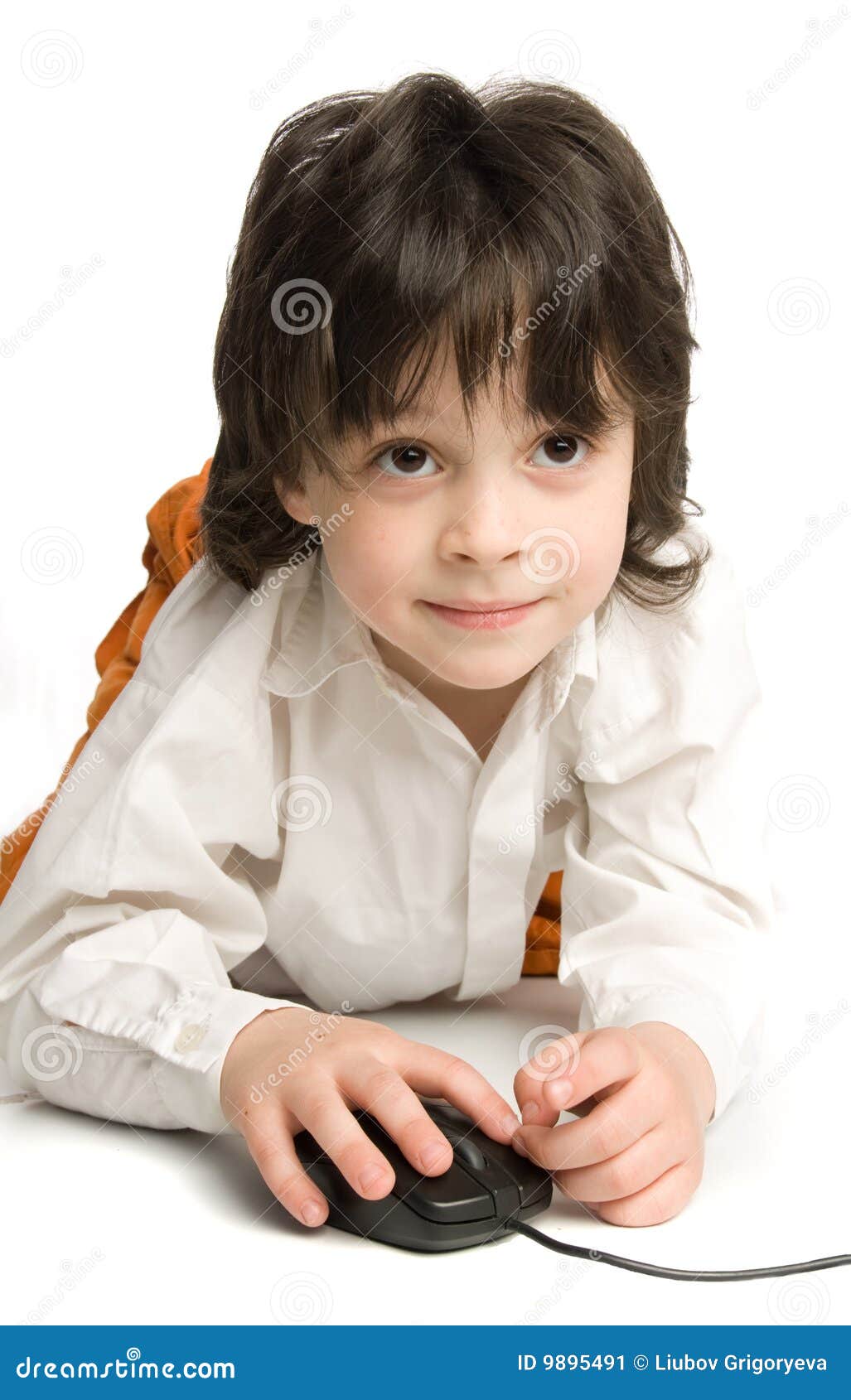 The Boy with Computer Mouse Stock Image - Image of office, business ...