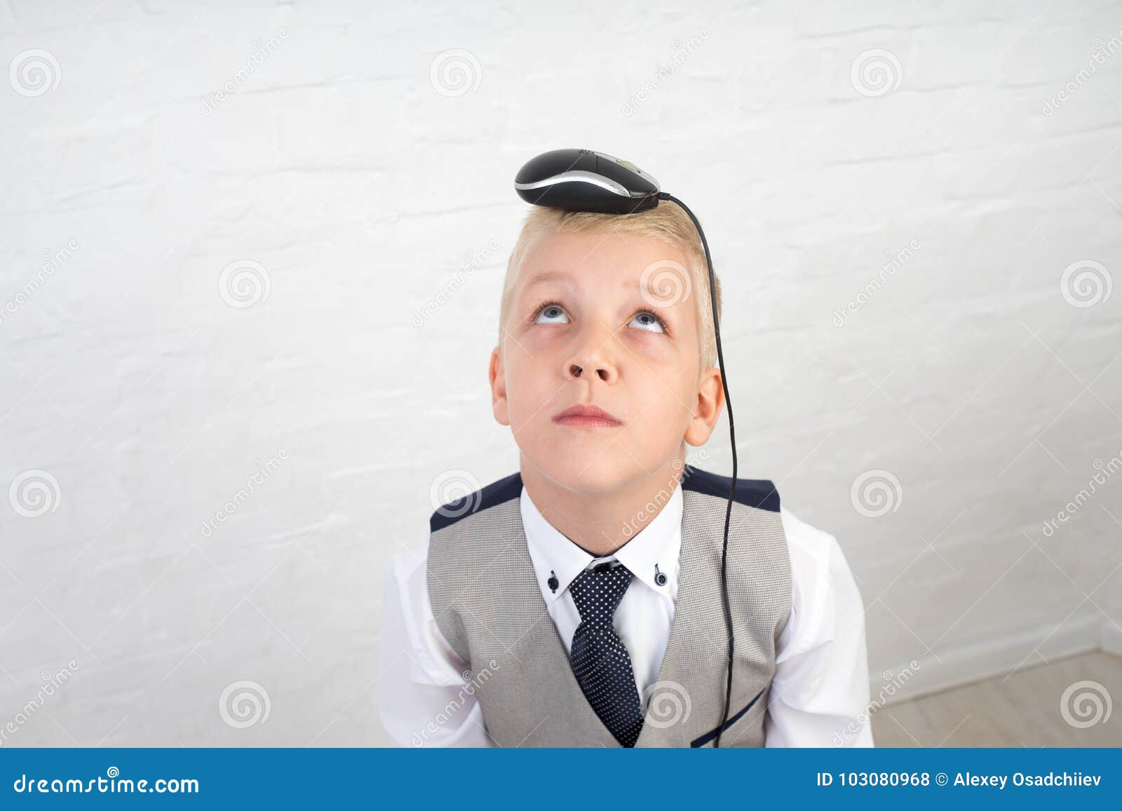 Boy with computer mouse stock photo. Image of communication - 103080968