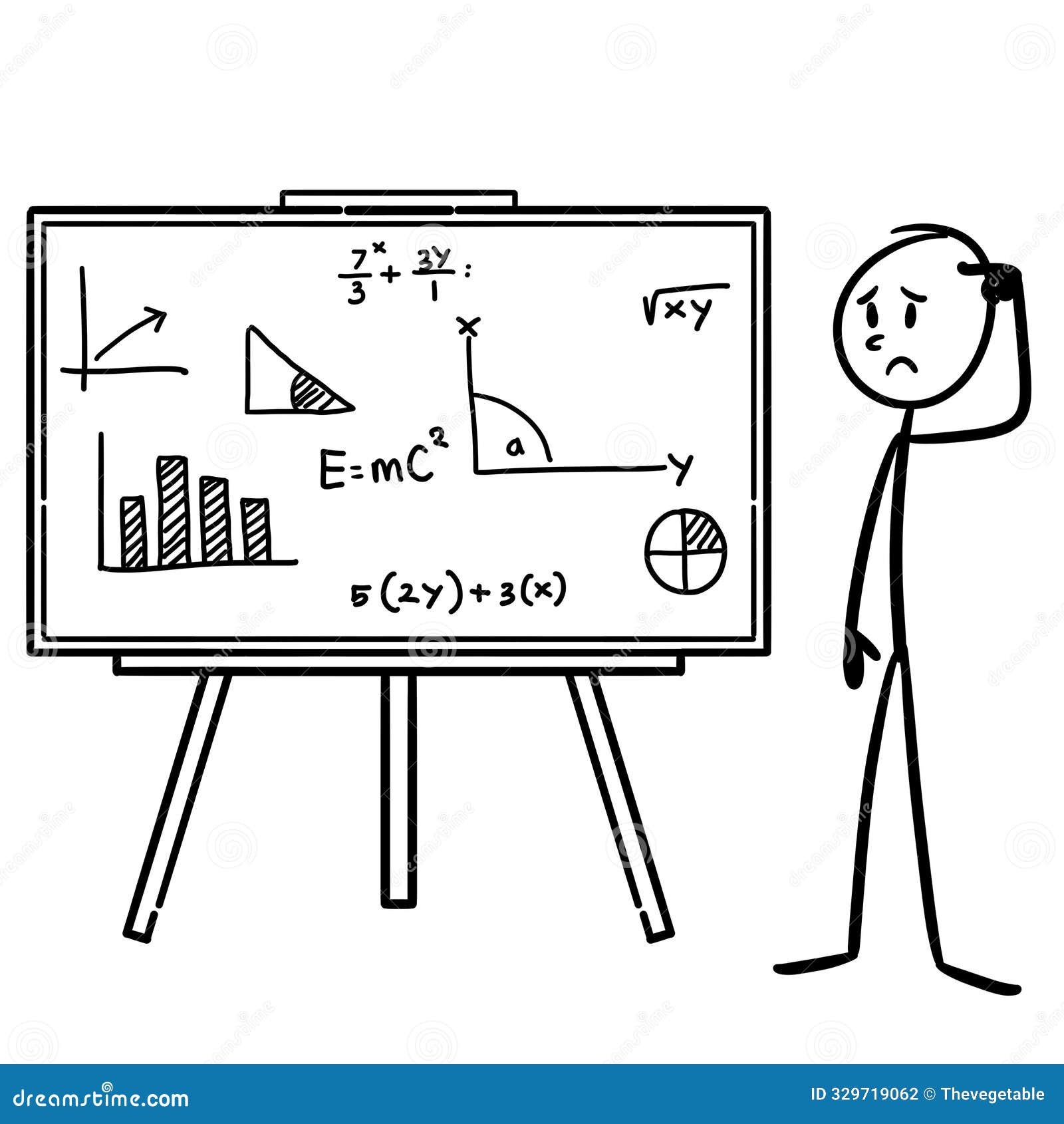 A Boy is Confused in Front of a Math Problem on the Board Stock ...
