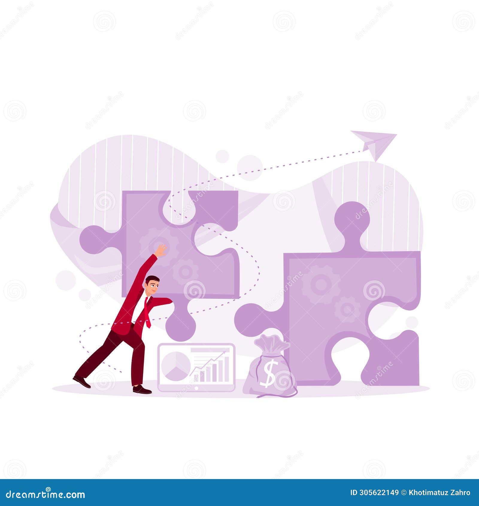 Boy Connecting the Jigsaw Puzzle. the Business Solution, Success, and ...