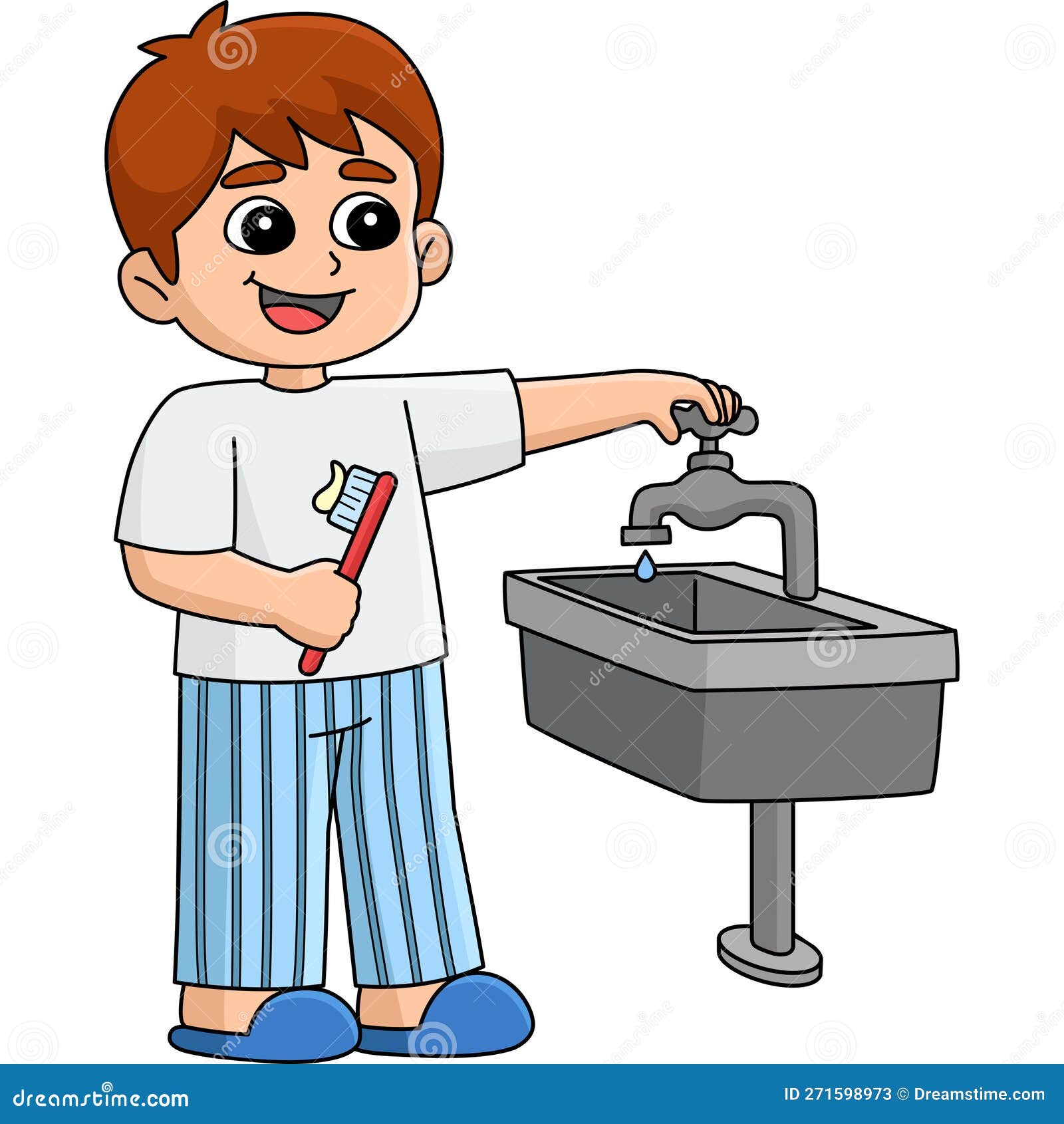 Boy Conserving Water Coloring Page Illustration | CartoonDealer.com ... Boy Conserving Water Coloring Page Illustration | CartoonDealer.com ...