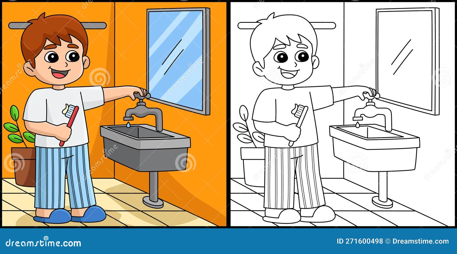 Boy Conserving Water Coloring Page For Kids Cartoon Vector ... Boy Conserving Water Coloring Page For Kids Cartoon Vector ...