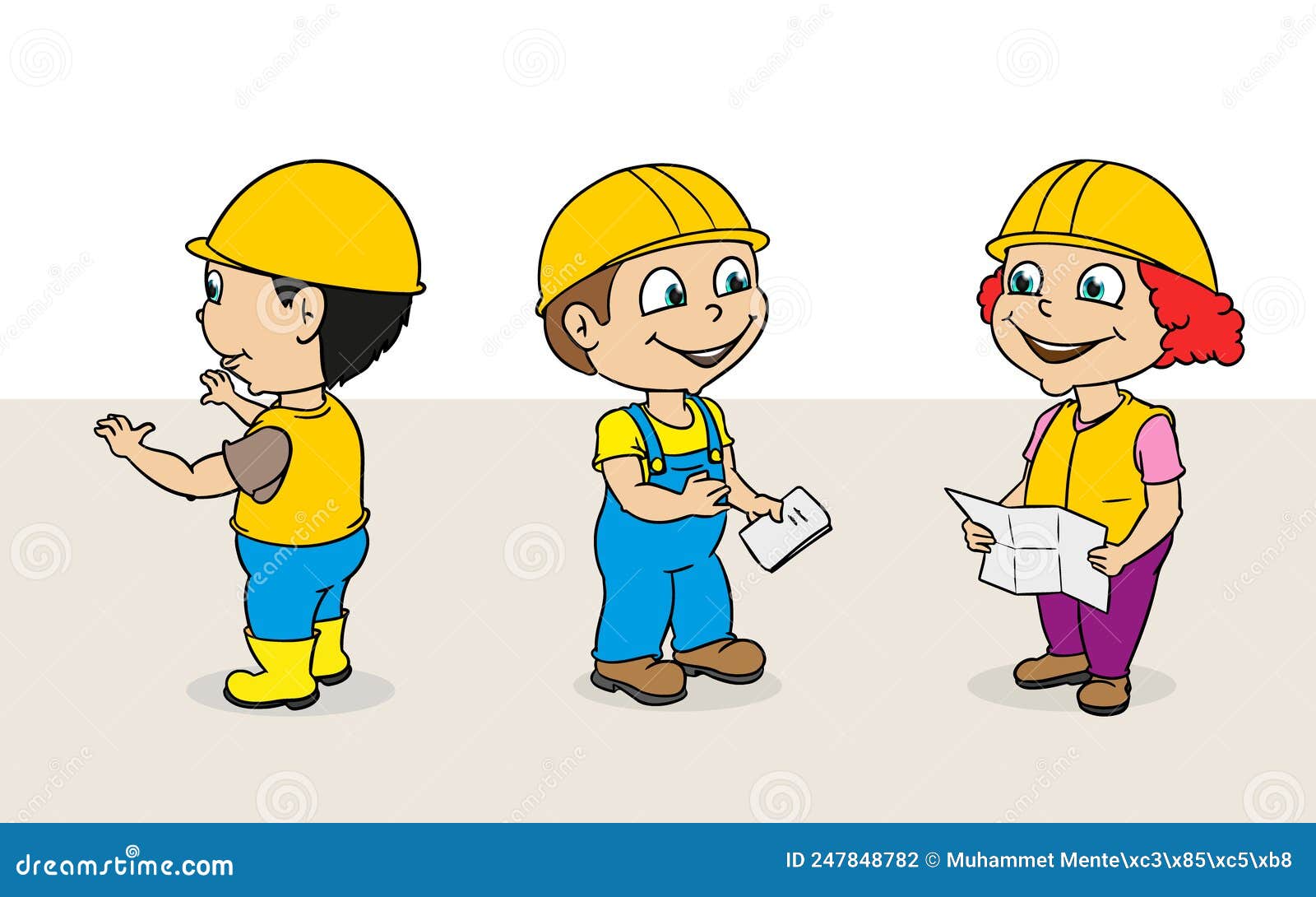 Boy Construction Worker Architect Project Cartoon Story Vector Stock ...