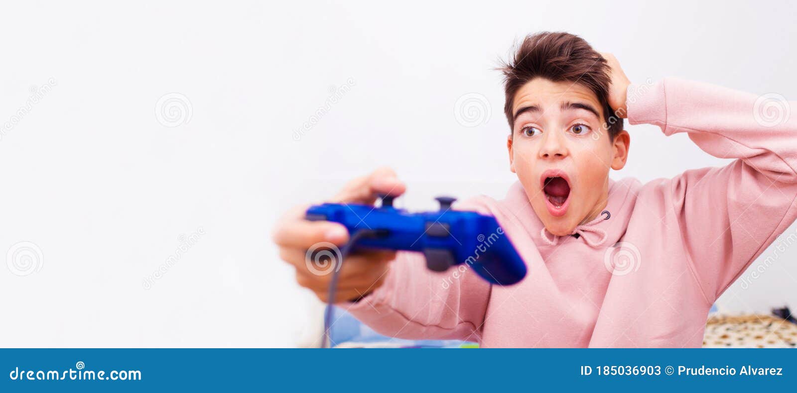 Boy with Controller or Joystick Playing Console Stock Image - Image of ...