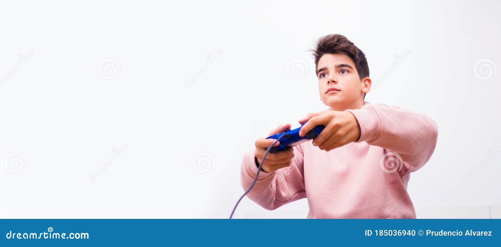 Boy with Controller or Joystick Playing Console Stock Photo - Image of ...