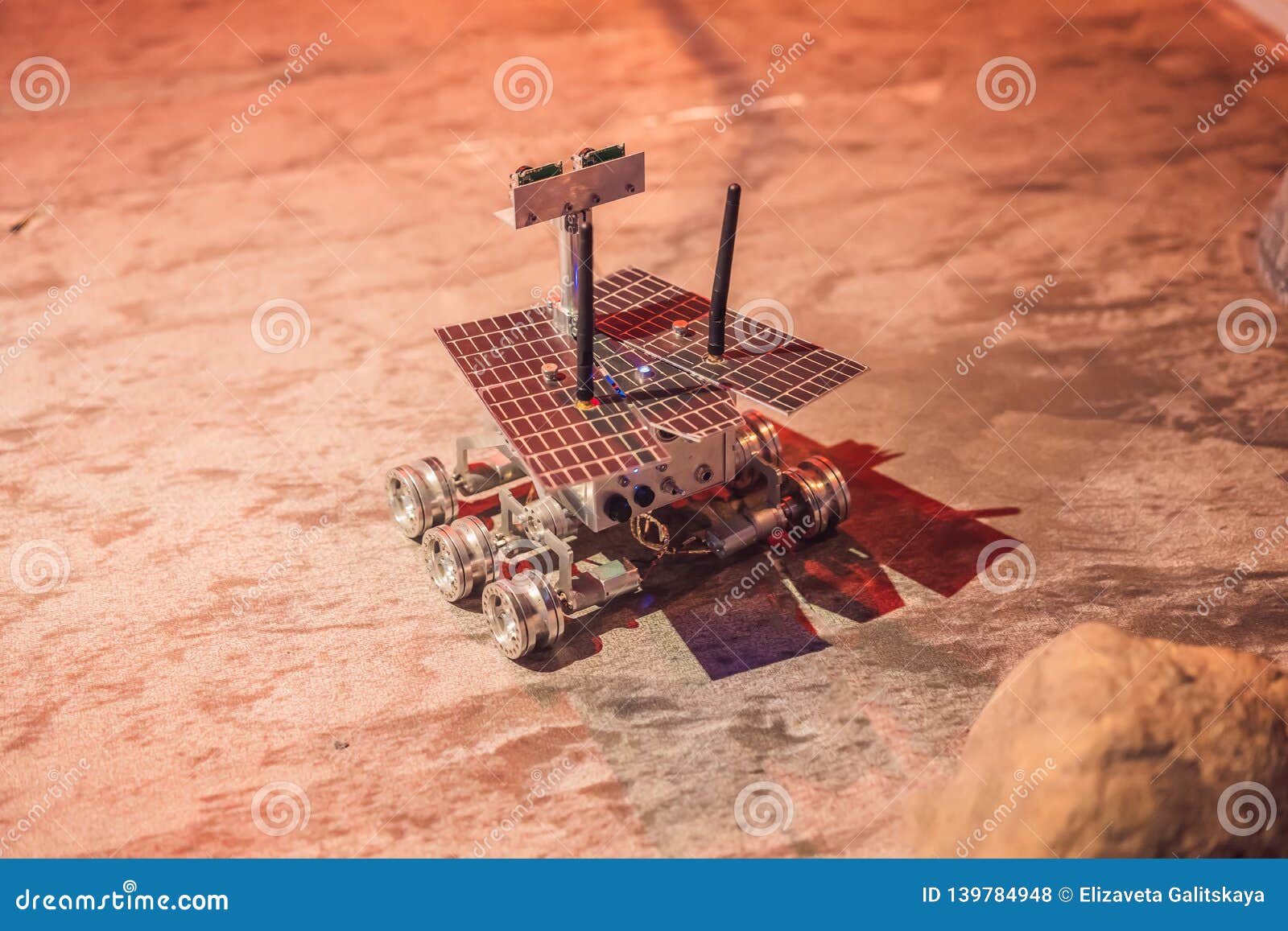 The Boy Controls the Toy Rover on Mars. Flight To Mars Concept Stock ...