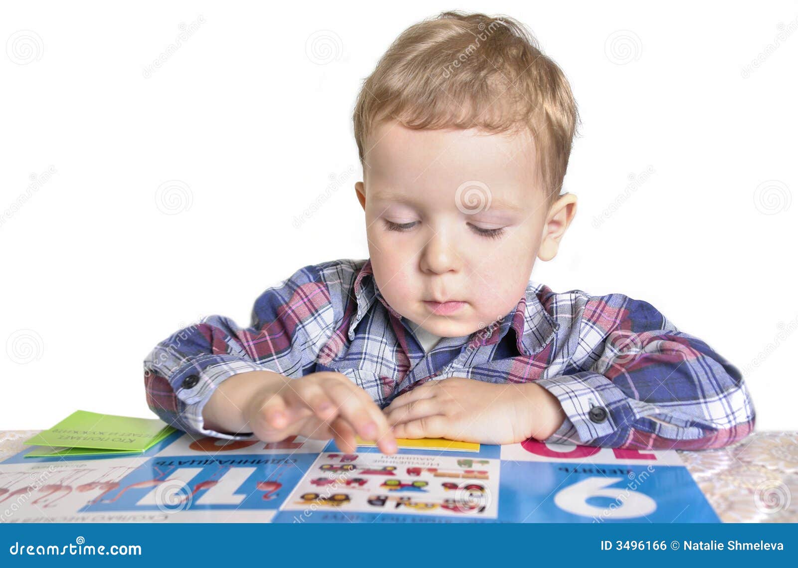 Boy counting with a book stock photo. Image of school - 3496166