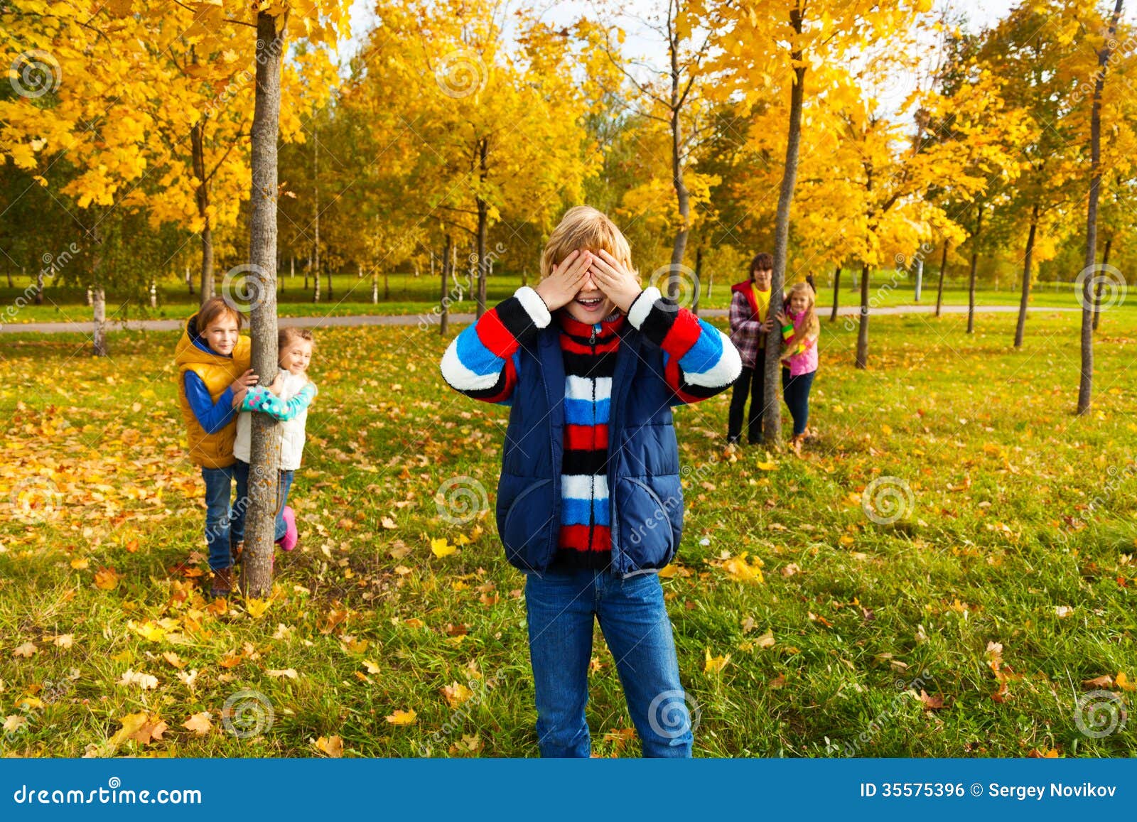 Boy Counting and Friends Finding Stock Photo - Image of five, lifestyle ...
