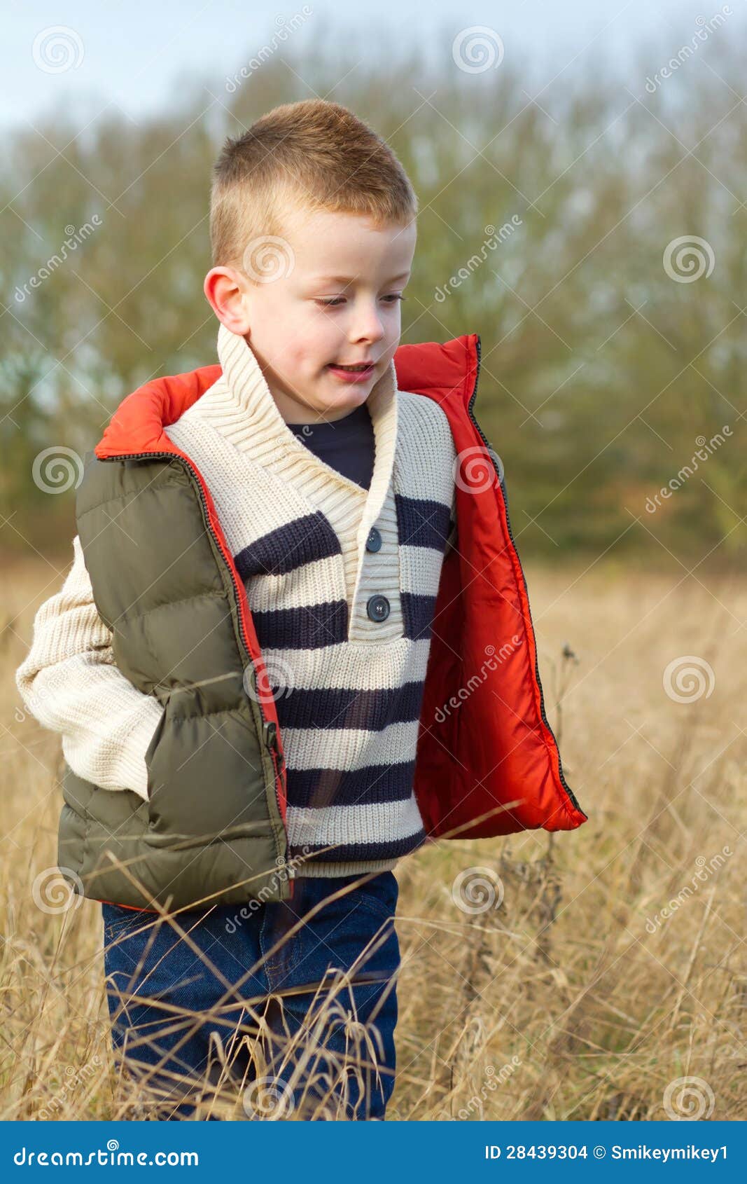 Boy in a Country Field in the Winter Stock Photo - Image of nature ...