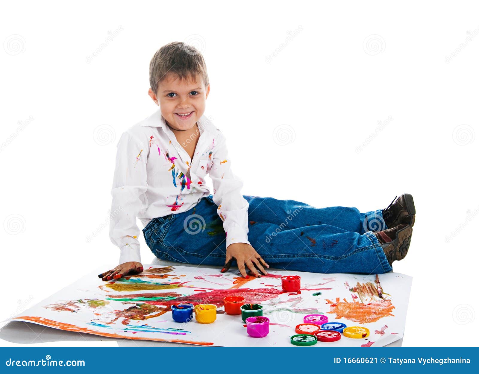 Boy Covered in Bright Paint Stock Image - Image of cheerful, face: 16660621