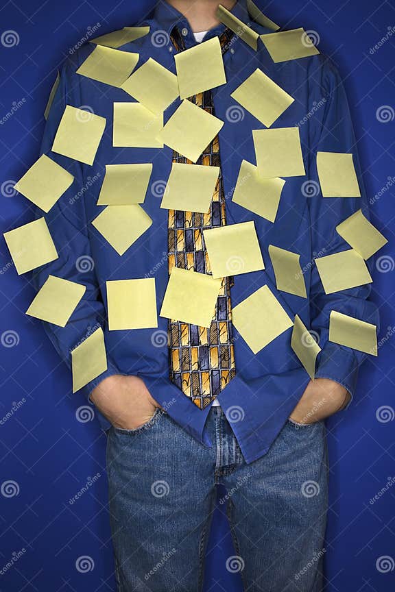 Boy Covered with Sticky Notes. Stock Image - Image of portrait, posed ...