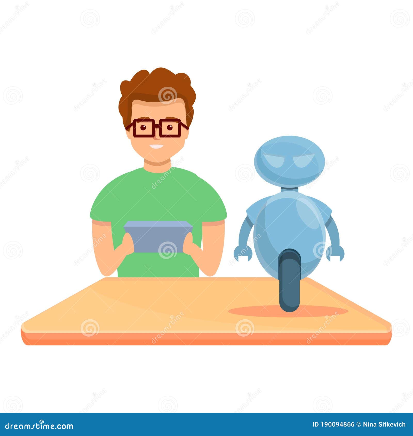 Boy Create Programming Robot Icon, Cartoon Style Stock Vector - Illustration of engineering ...
