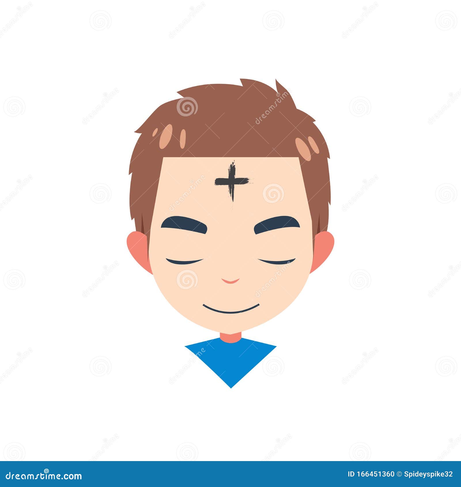 A Boy with Cross in Forehead Stock Illustration - Illustration of ...
