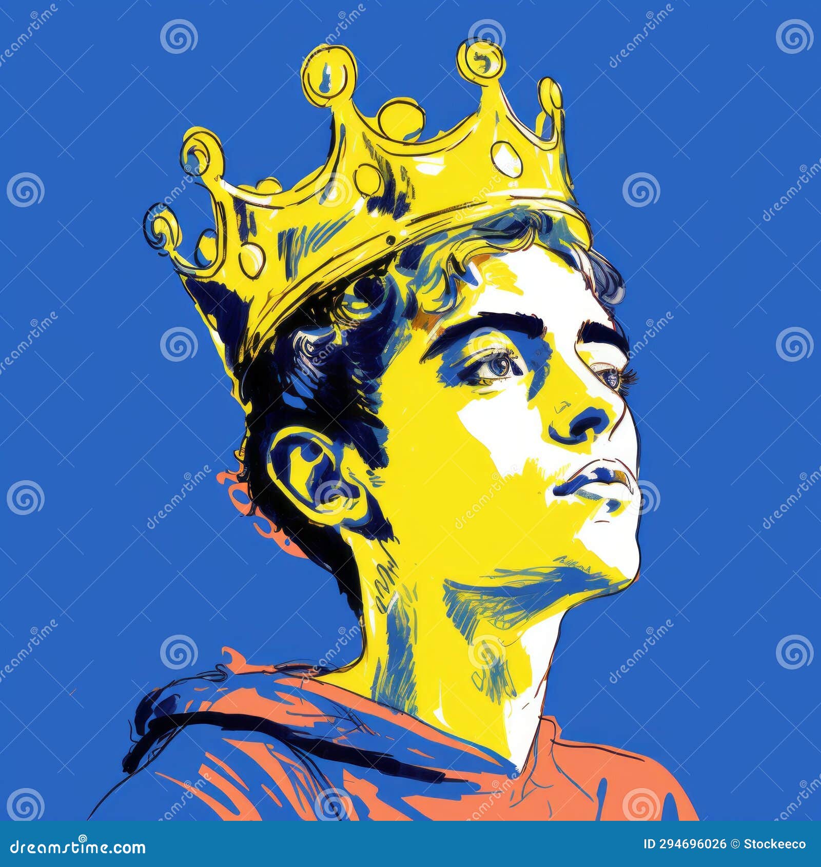 Boy in Crown: Realistic Pop Art with Neo-pop Iconography Stock ... Boy in Crown: Realistic Pop Art with Neo-pop Iconography Stock ...