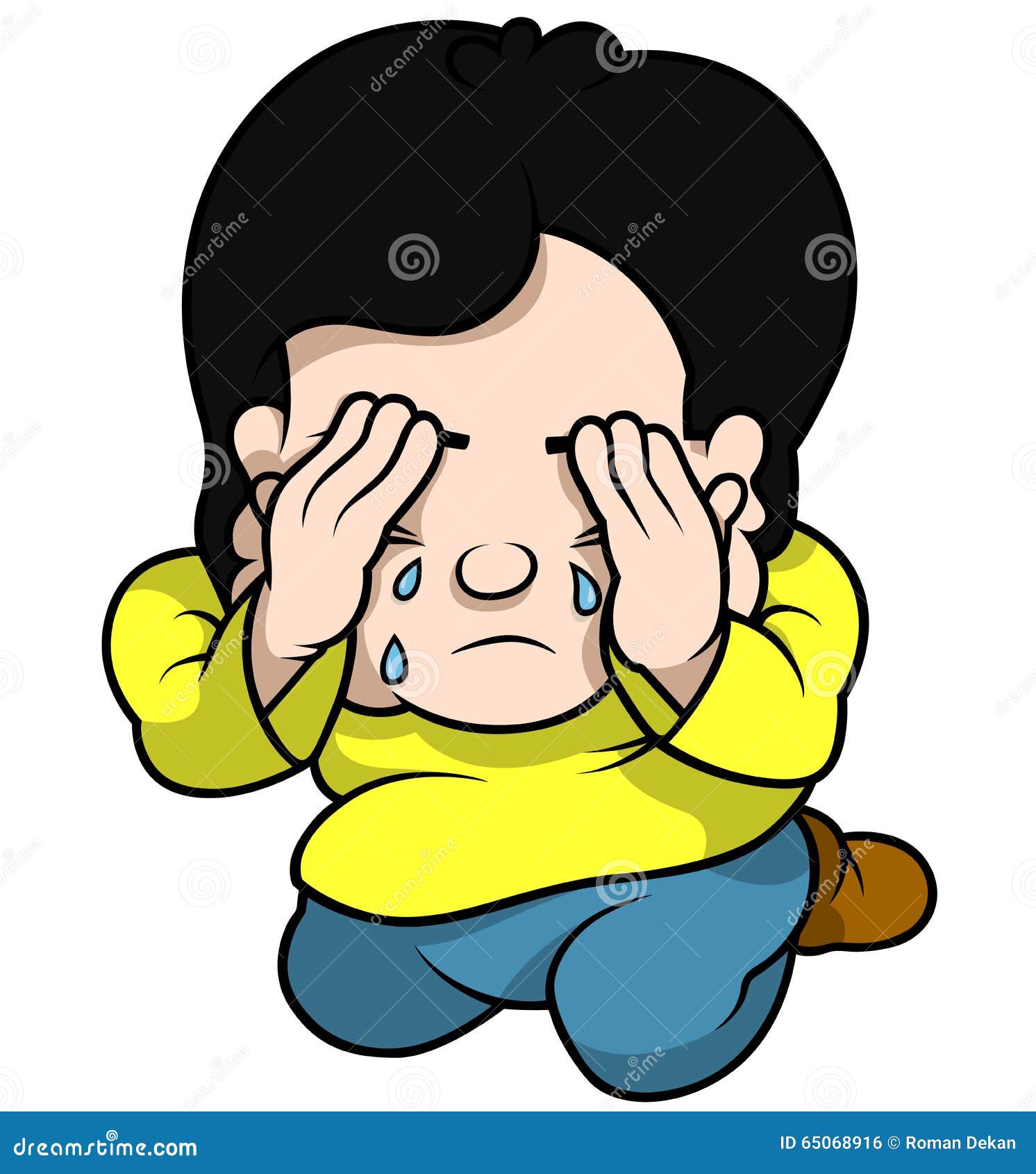 Boy Crying stock vector. Illustration of unhappy, crying - 65068916