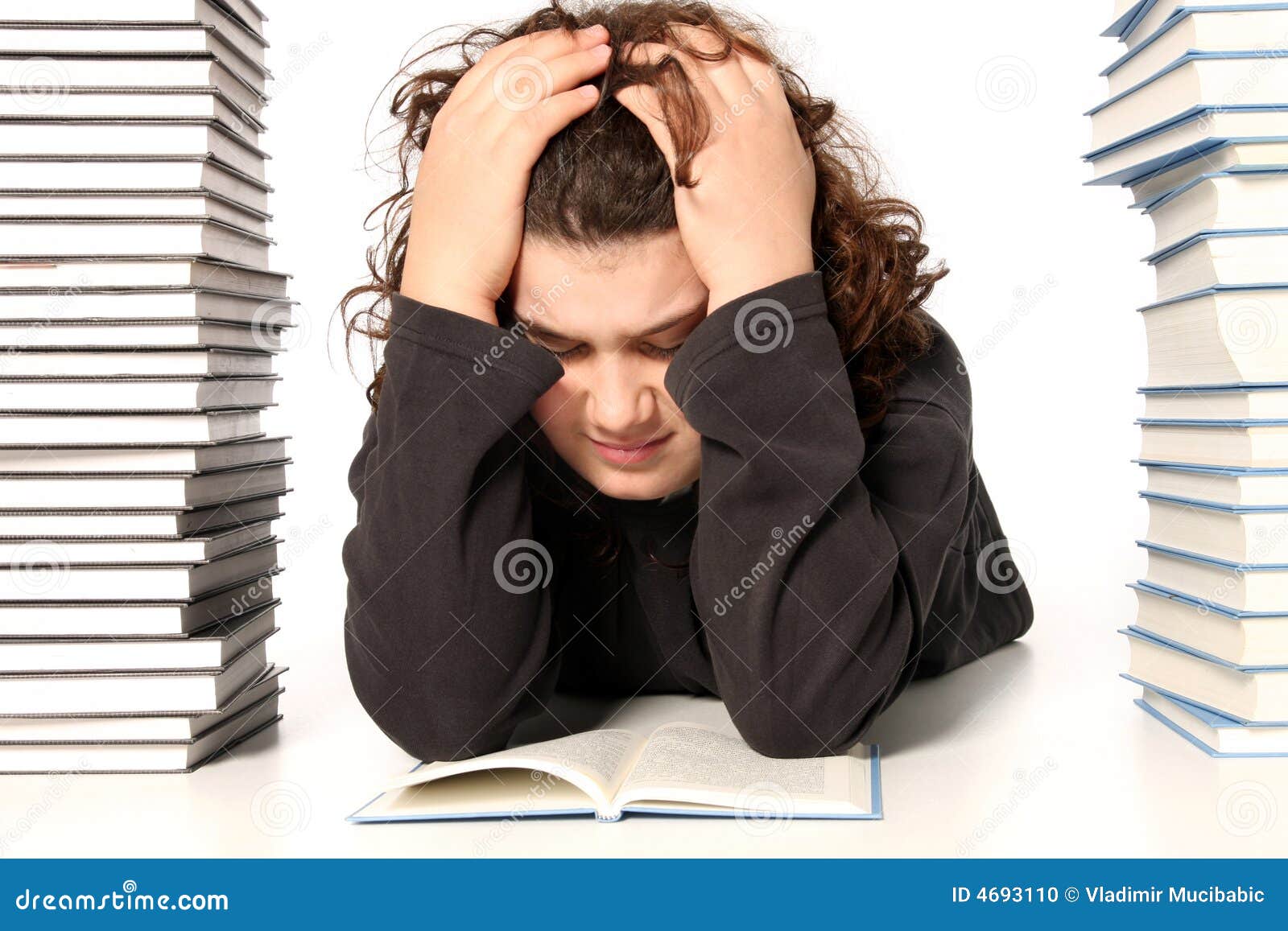 Boy Crying and and Many Books Stock Photo - Image of looking ...