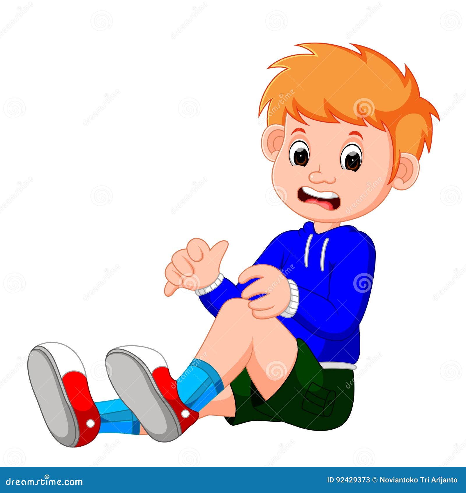 Boy Crying with a Scratch on His Knee Stock Vector - Illustration of ...