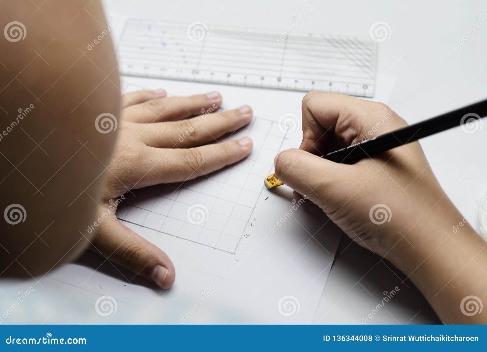 A Boy is Curiously Doing Homework Stock Photo - Image of looking ...
