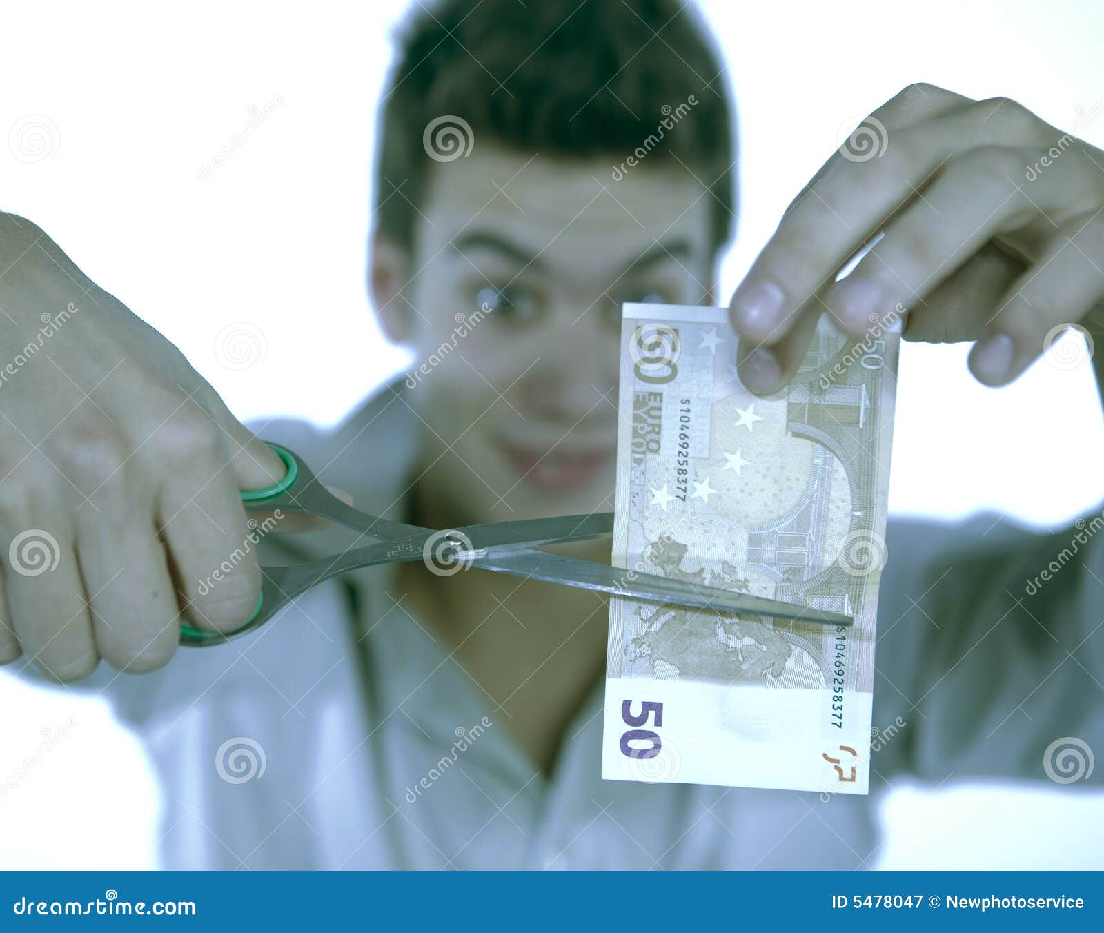 Boy cutting money stock image. Image of face, white, hands - 5478047