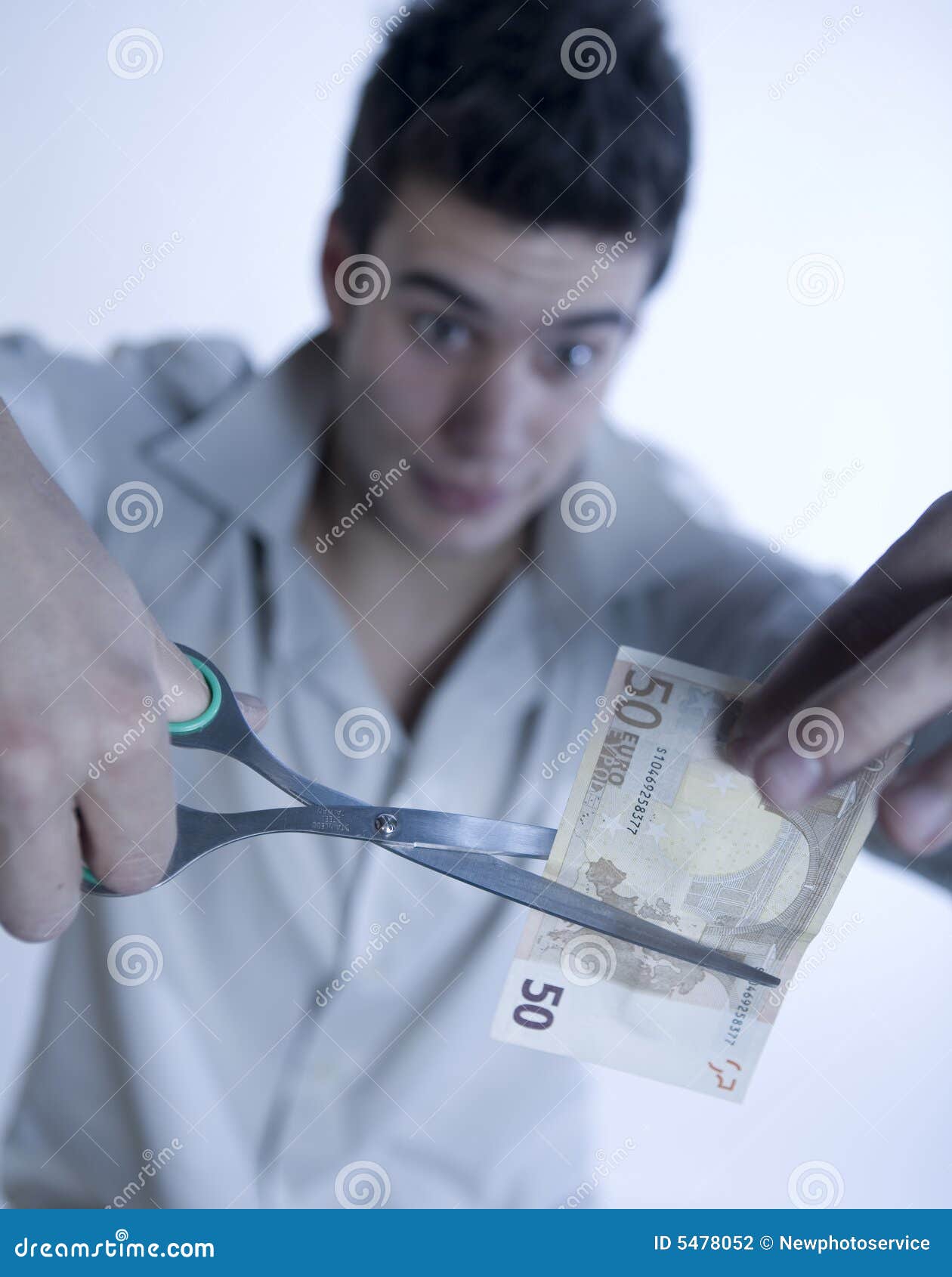 Boy cutting money stock photo. Image of face, concepts - 5478052