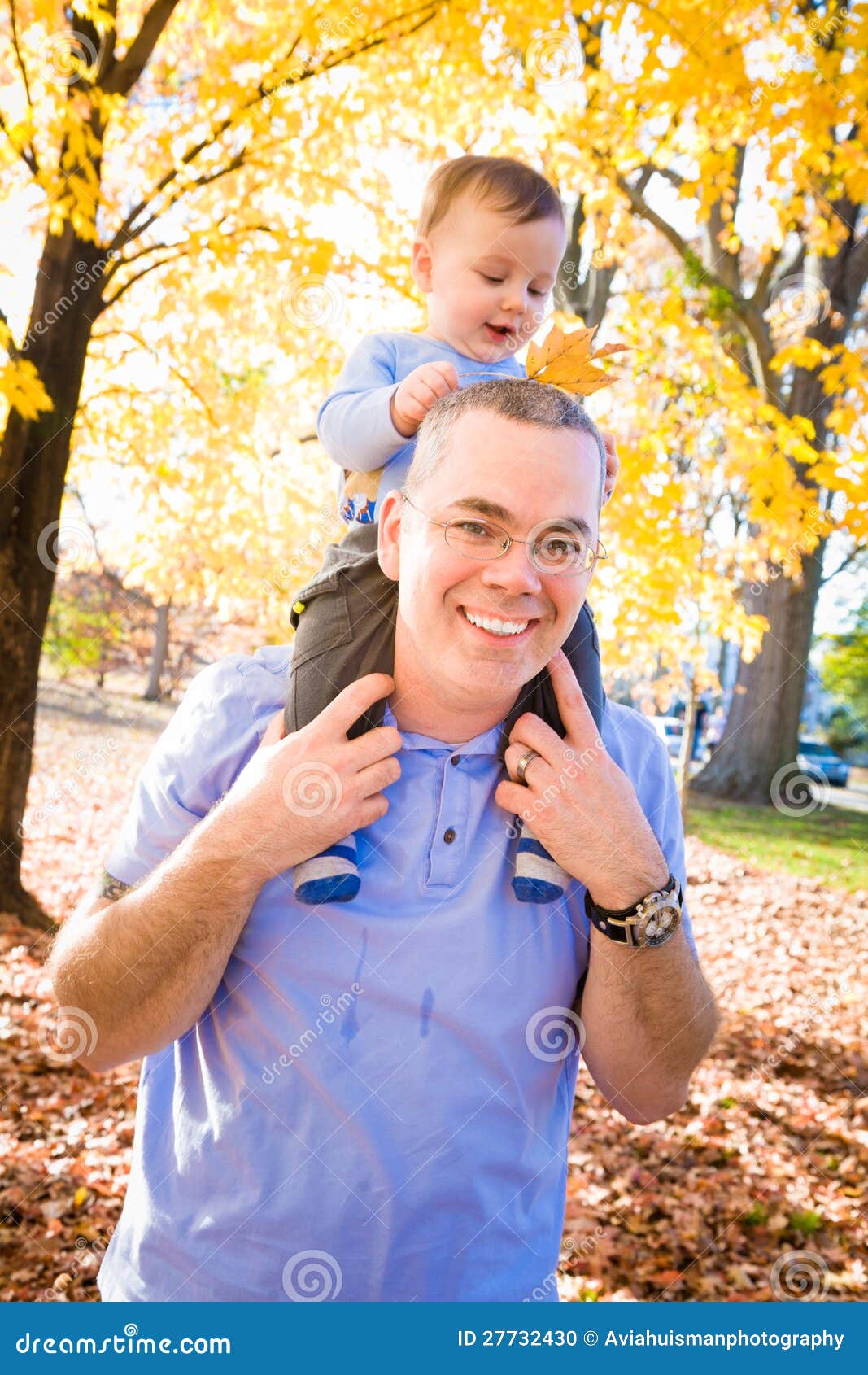 Boy on Dads Shoulders stock photo. Image of daddy, environmental - 27732430