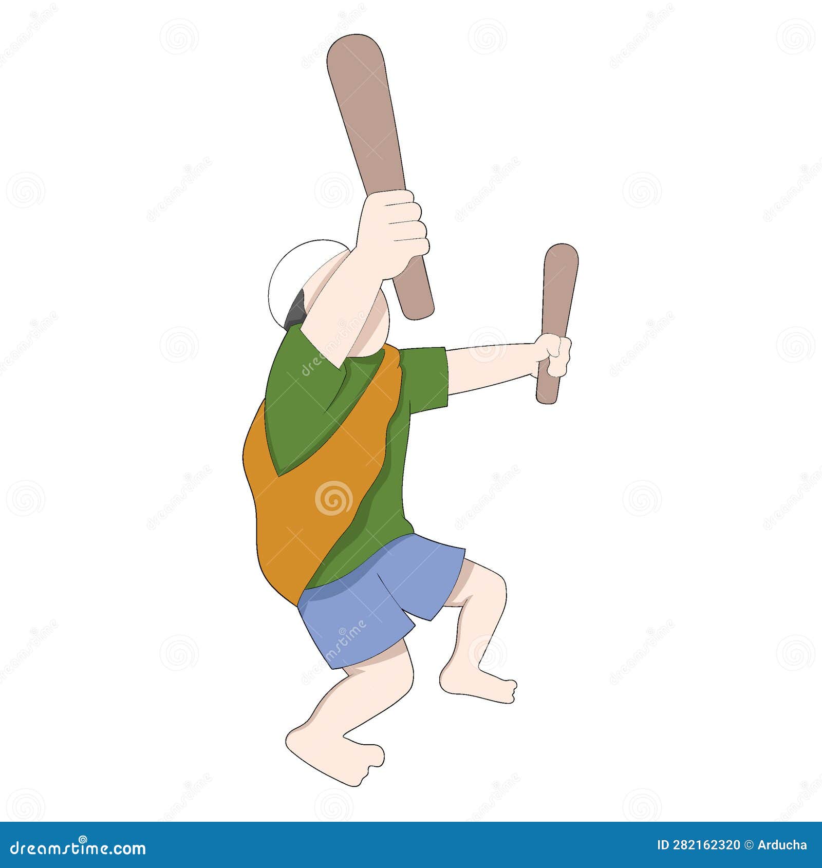 Boy is Dancing with Baton Happy Stock Vector - Illustration of doodle ...