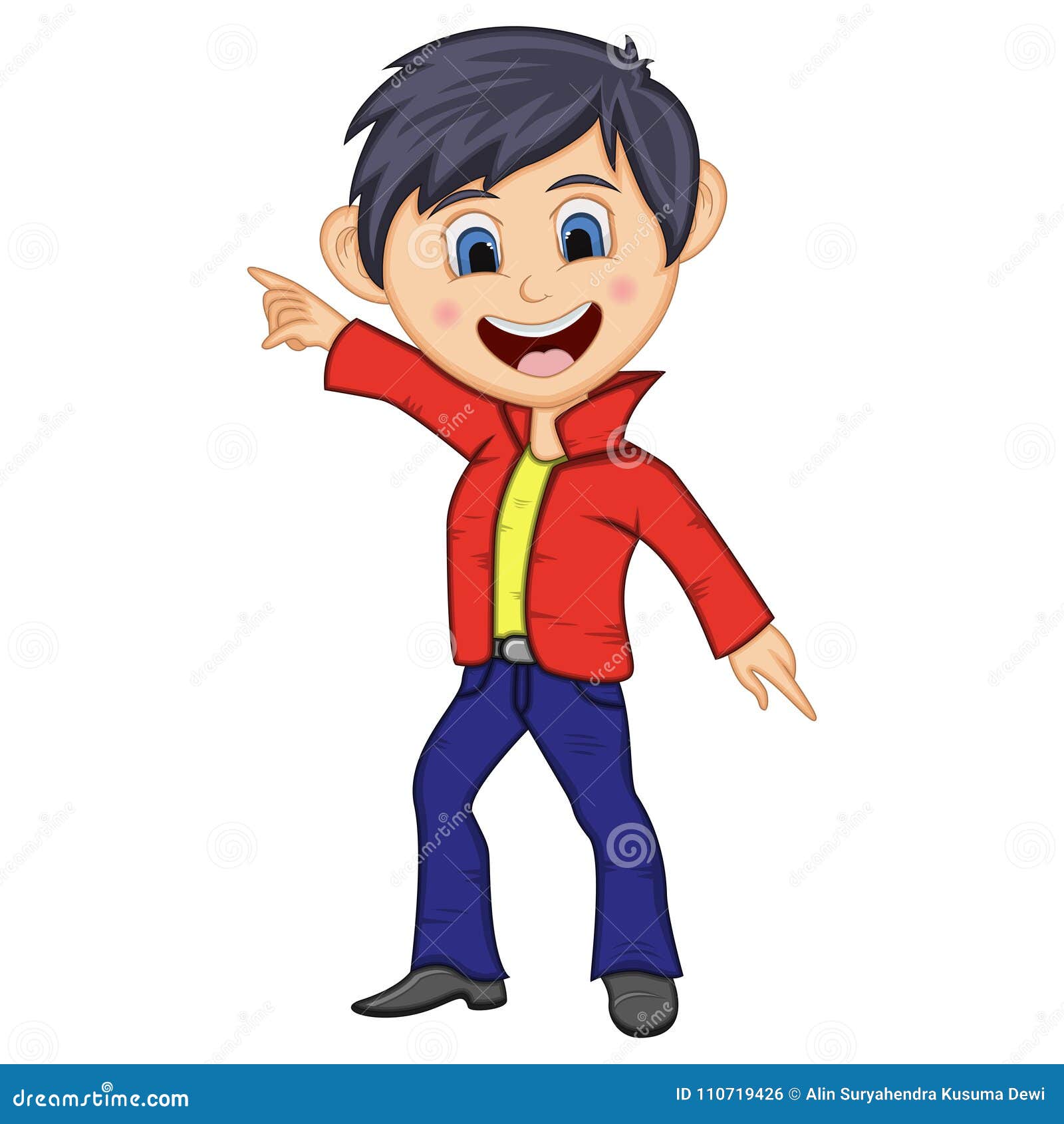 Boy Dancing Cartoon with Hands Up and Down Pose Stock Vector ...