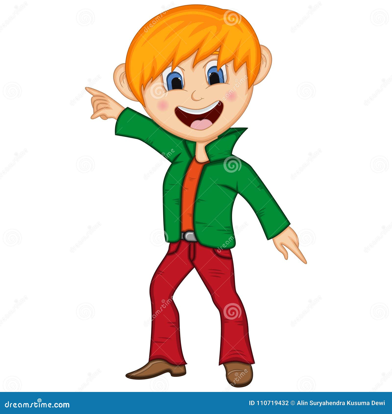 Boy Dancing Cartoon with Hands Up and Down Pose Stock Vector ...