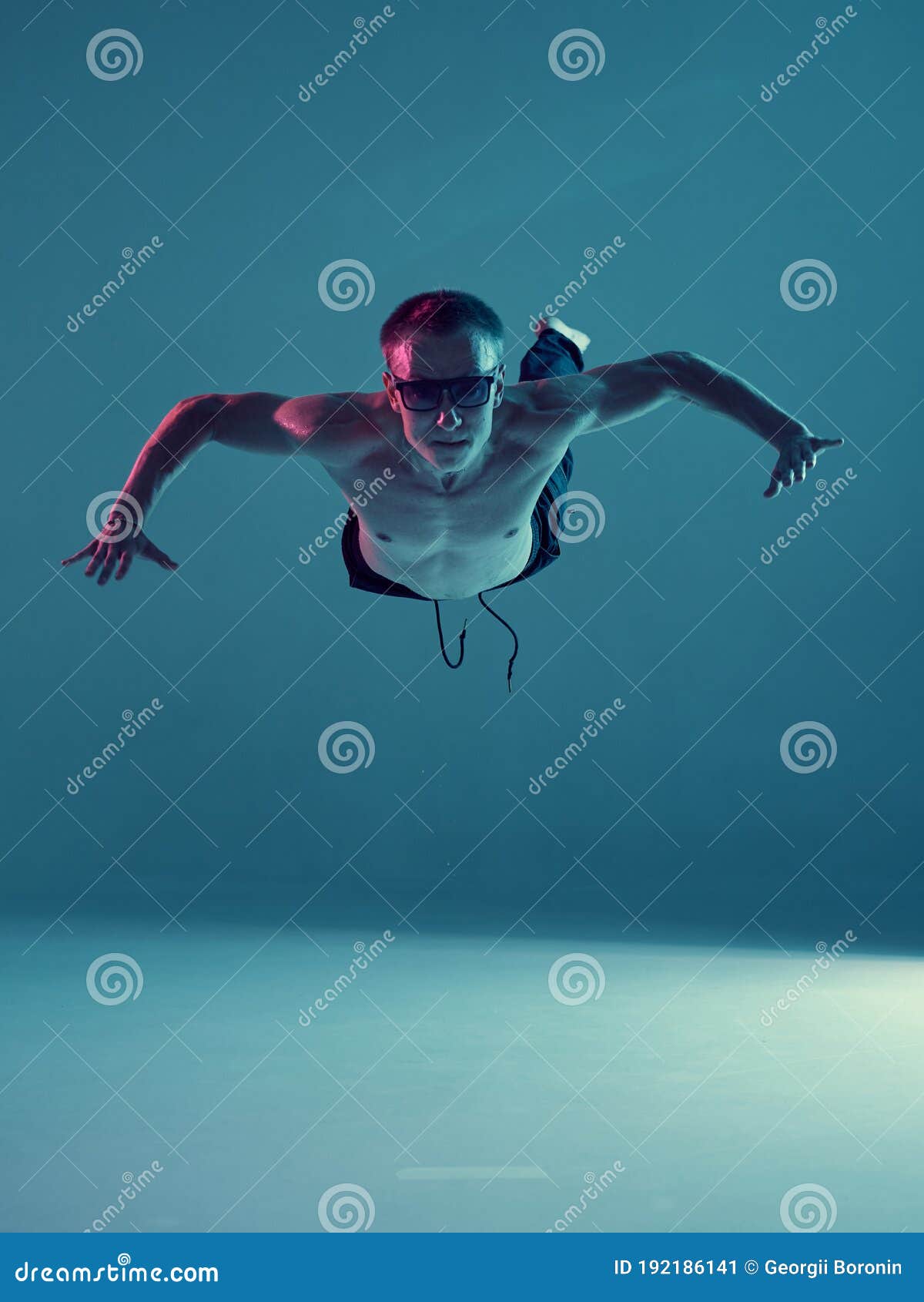 Boy Dancing Contemporary Dance in Studio without a T-shirt in Neon ...