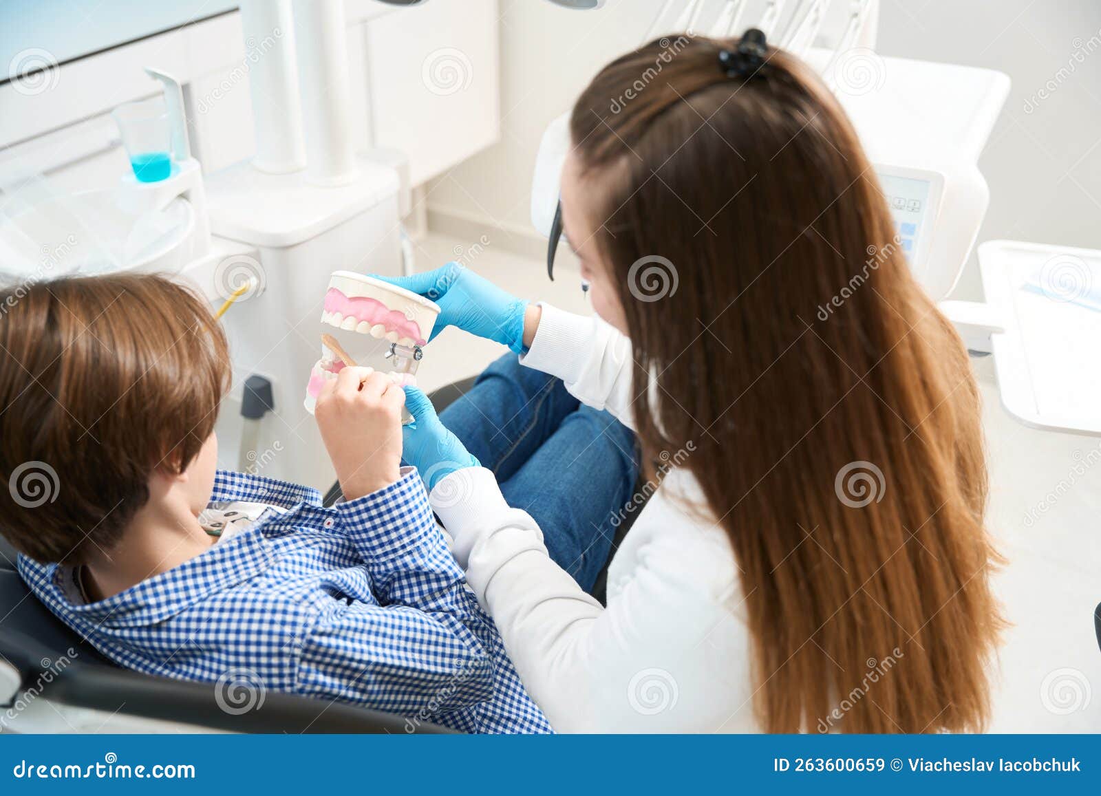 Boy at Dentist Office is Learning Methods of Brushingbraces Stock Image ...