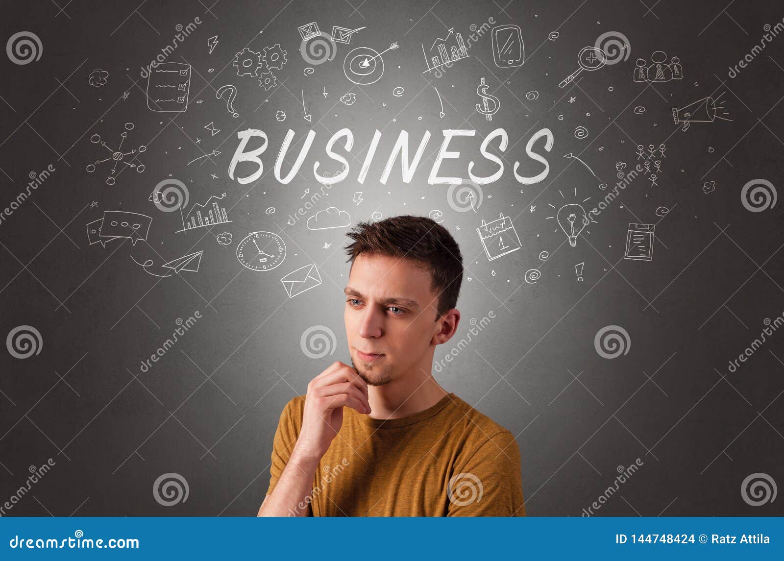 Boy with Design Thinking Concept Stock Photo - Image of handle ...