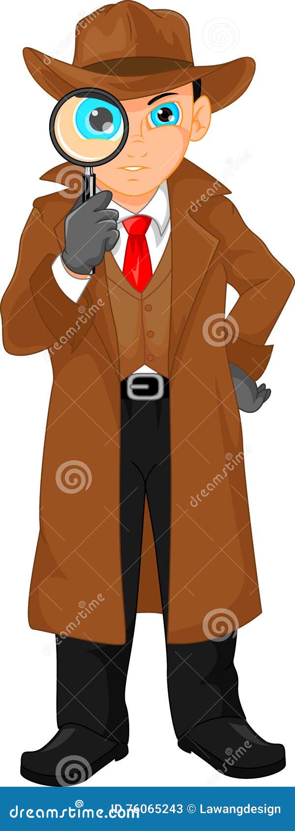 Boy Detective Looking Through Magnifying Glass Cartoon Vector ...