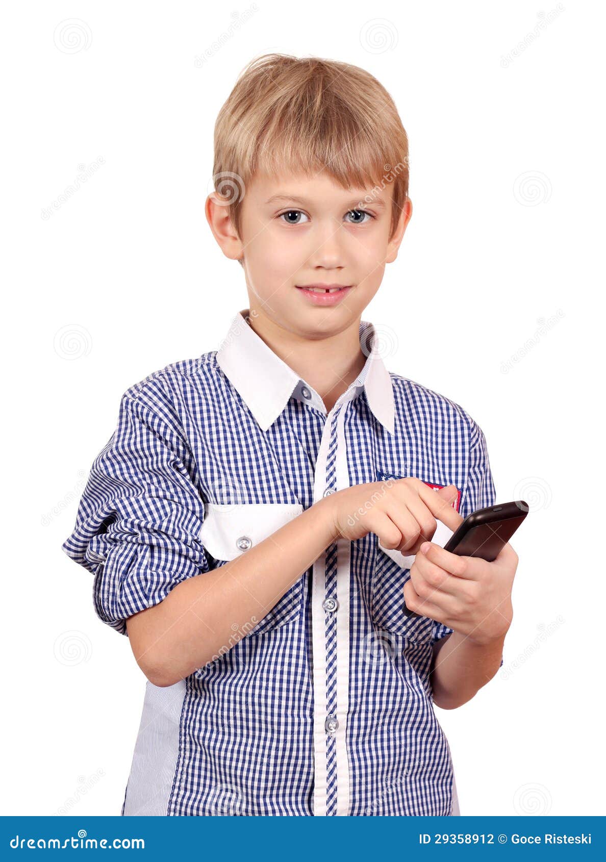 Boy dials on the phone stock photo. Image of talk, expression - 29358912