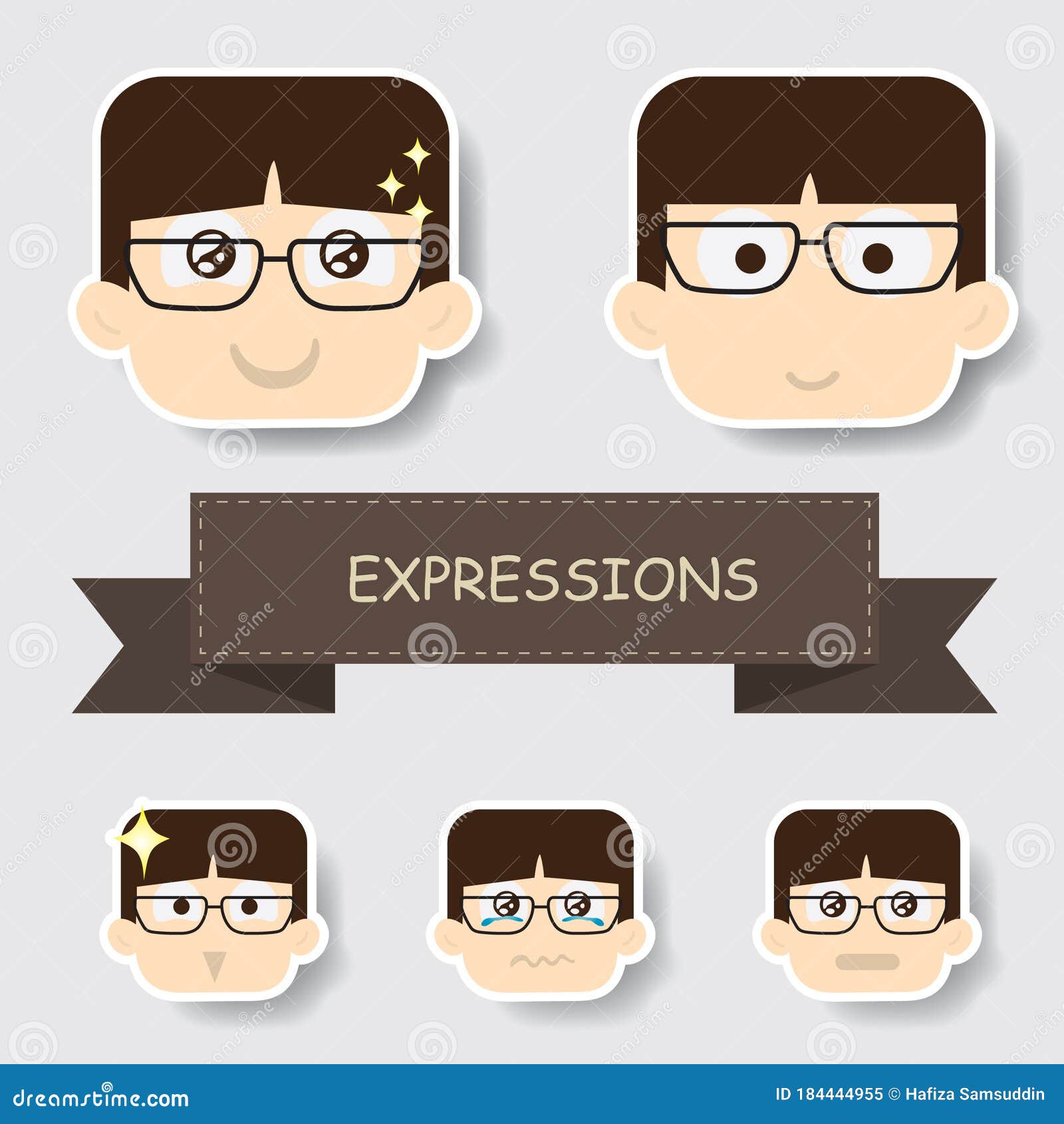 Boy with Different Expression. Vector Illustration Decorative ...