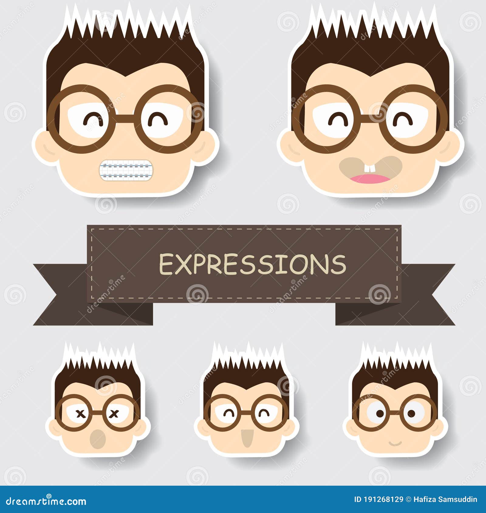 Boy with Different Expression. Vector Illustration Decorative Design ...