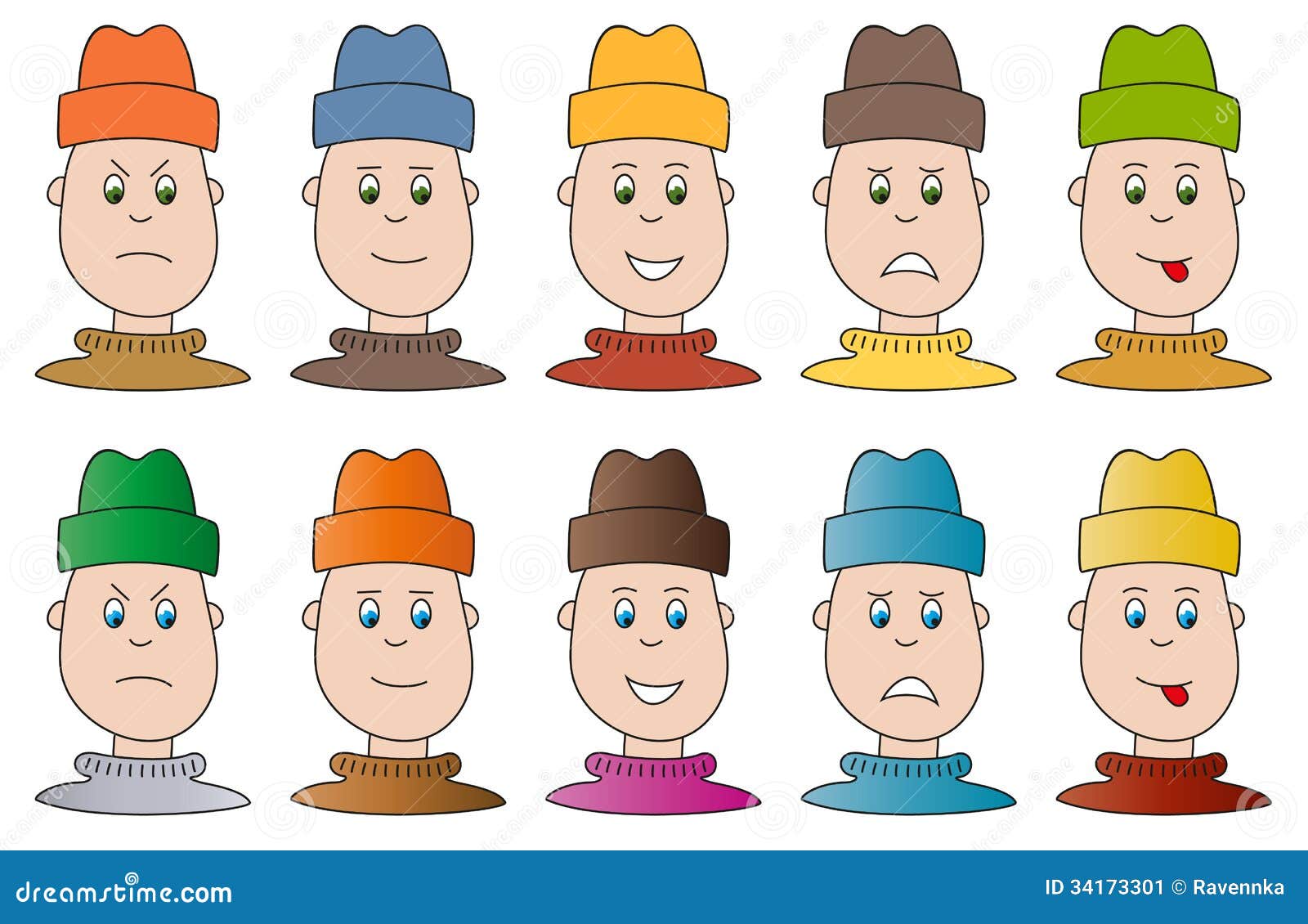 Boy in different mood stock vector. Illustration of graphic - 34173301