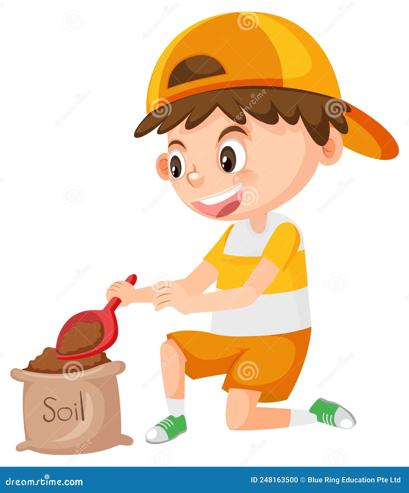 Two Boys Digging Hole In Garden Vector Illustration | CartoonDealer.com ...