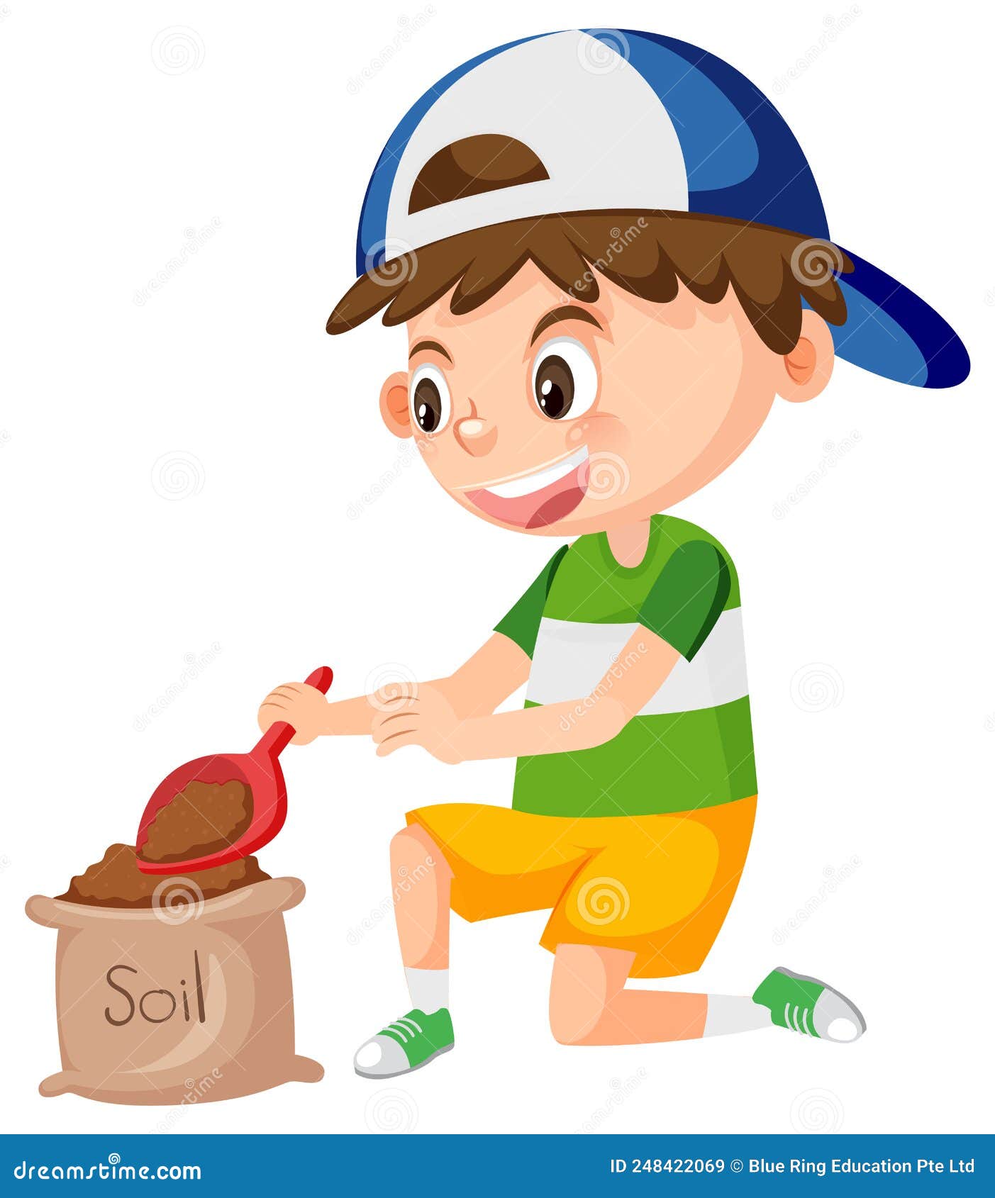Two Boys Digging Hole In Garden Vector Illustration | CartoonDealer.com ...