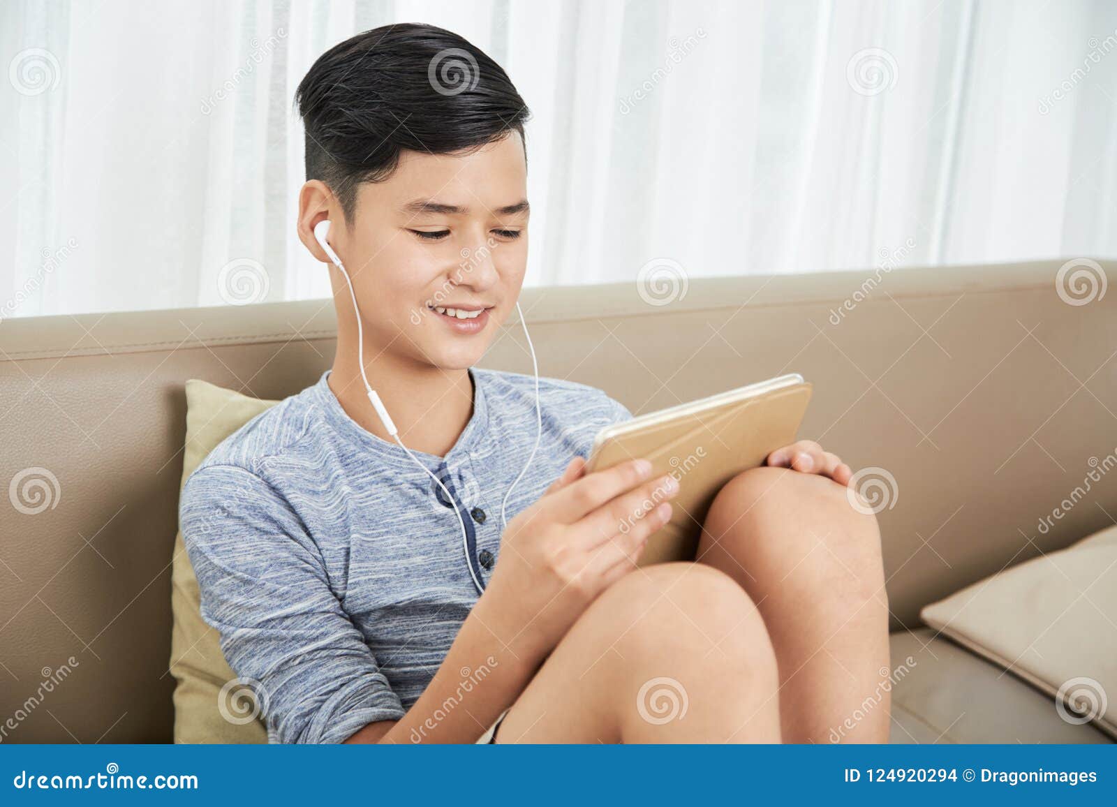 Boy with digital tablet stock photo. Image of home, enjoying - 124920294