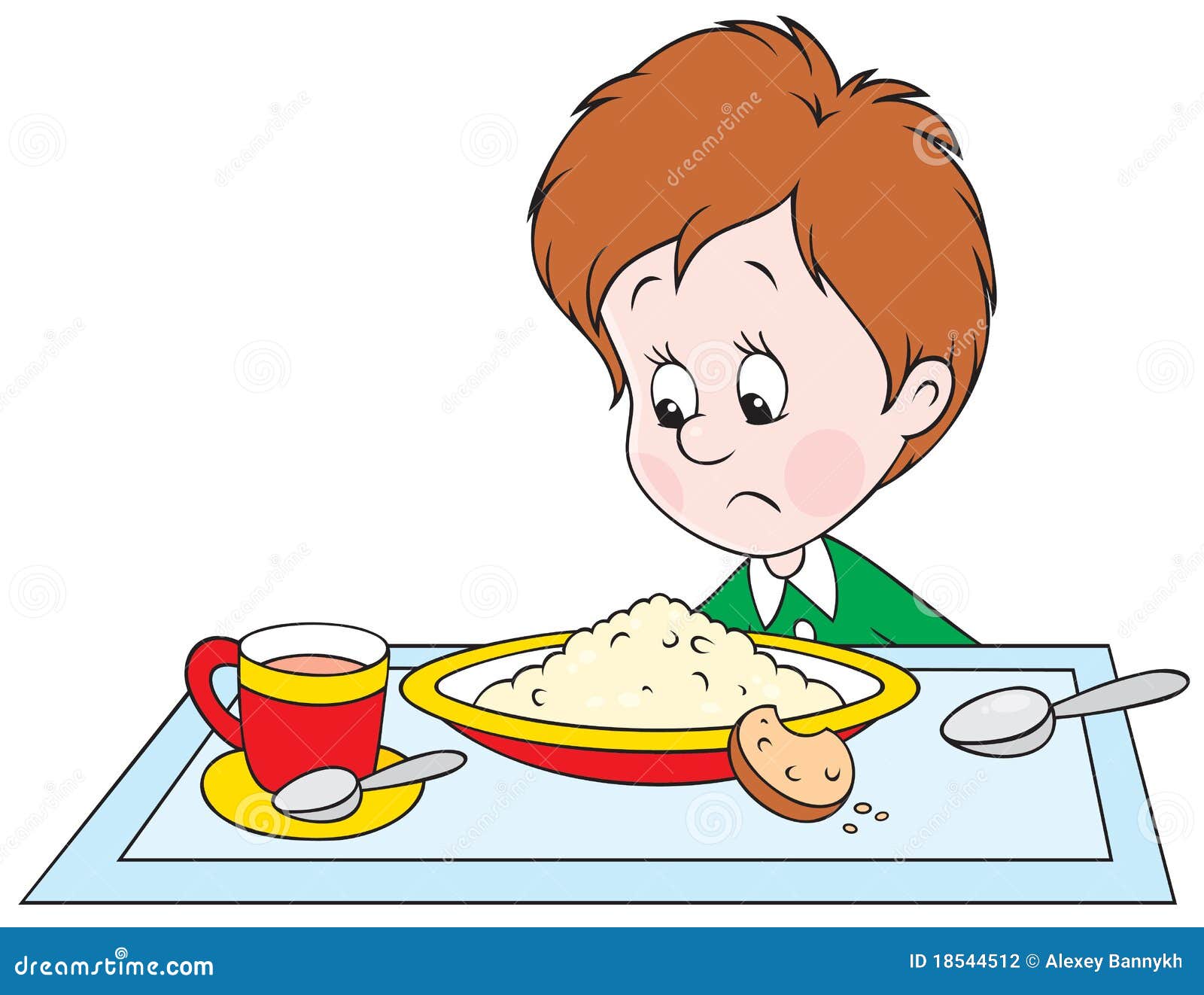 Boy Girl Cartoon Eating Dinner