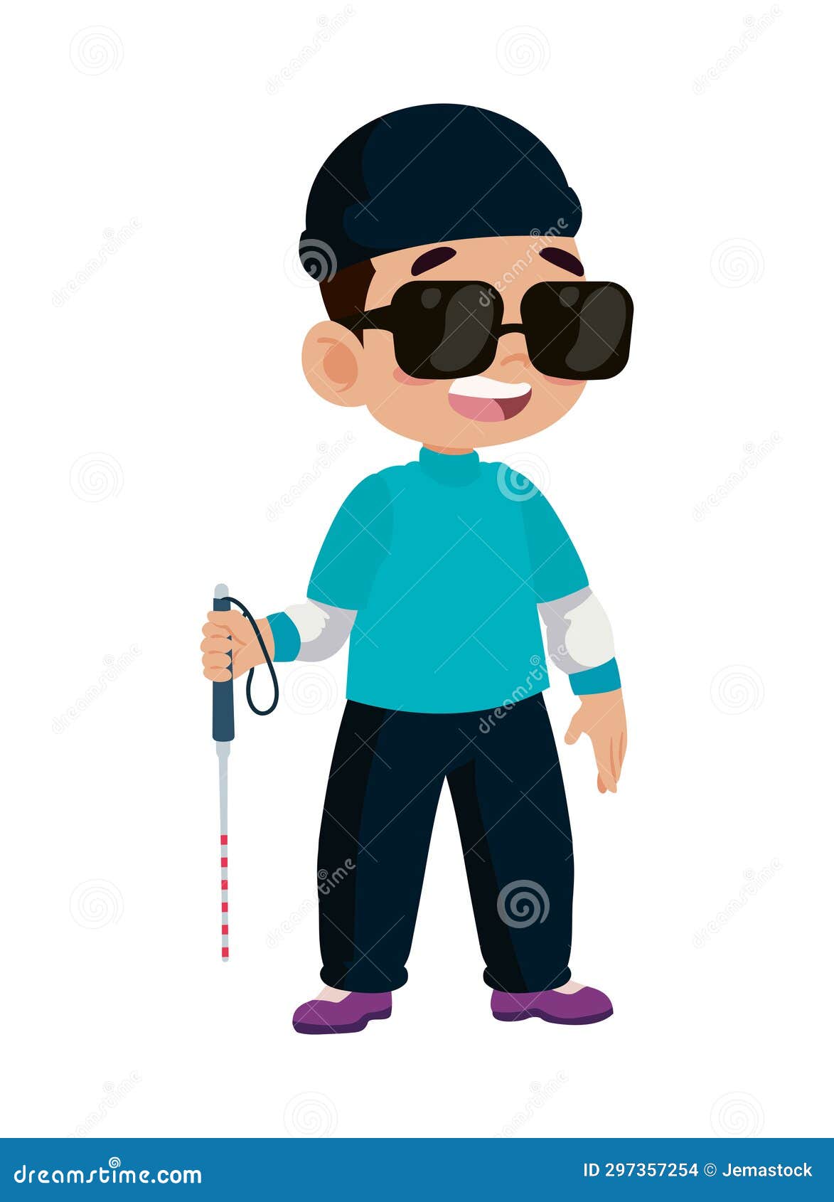 Disability Blind Person Concept. Blind People Set. Vector Illustration ...