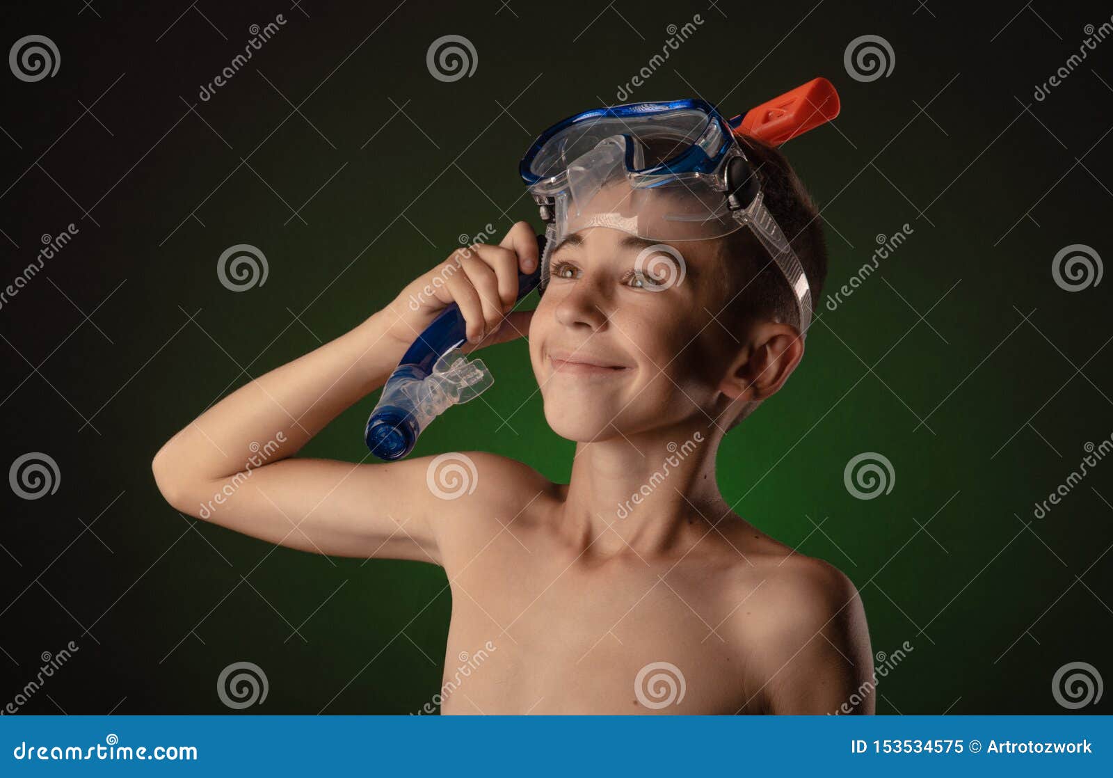 Boy in a diving mask stock image. Image of playful, person - 153534575