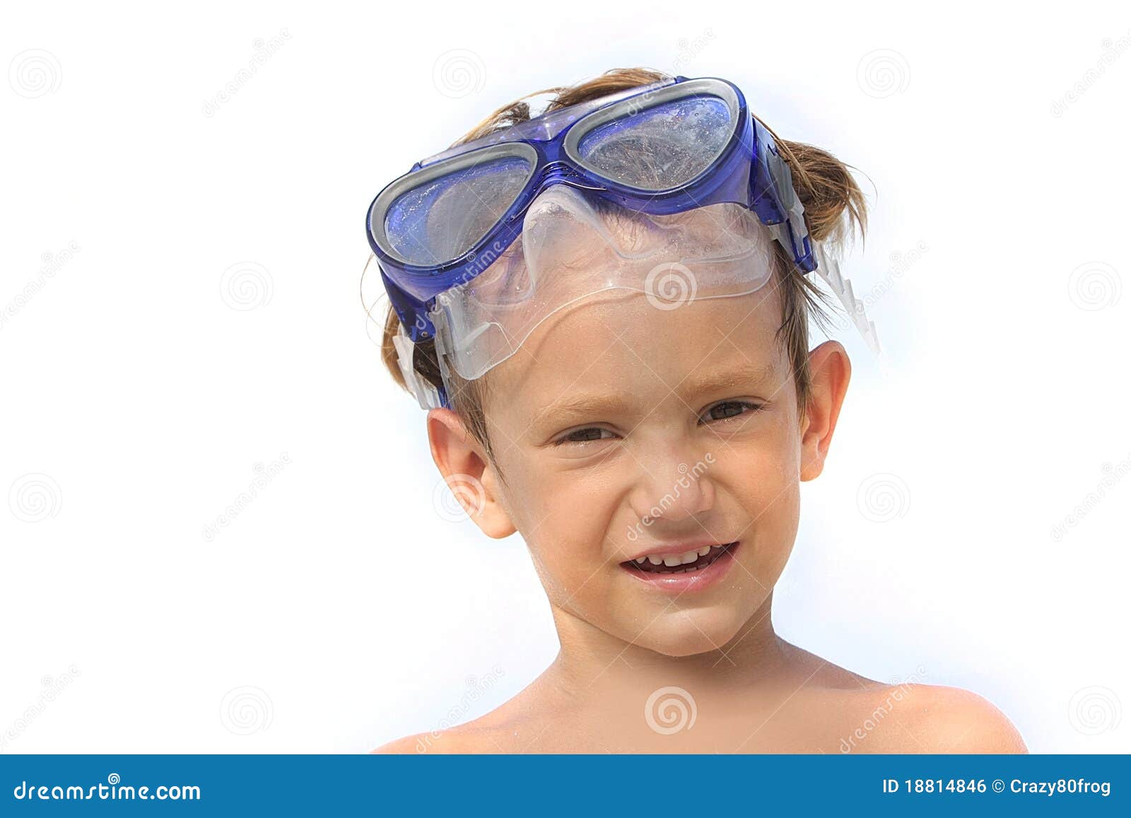 Boy in Diving Mask Isolated Over White Stock Photo - Image of fitness ...