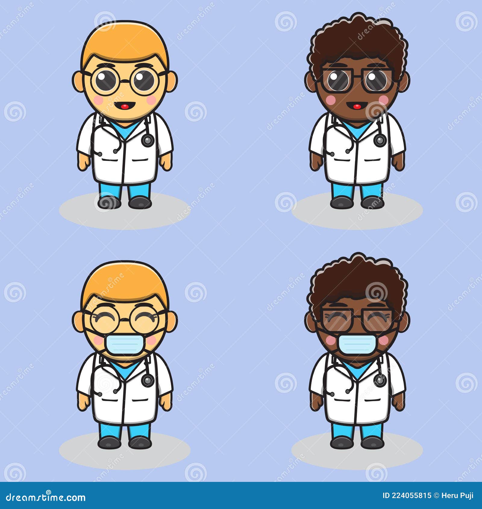 Adorable Kids Doctor Cartoon Set. Stock Vector - Illustration of hand ...
