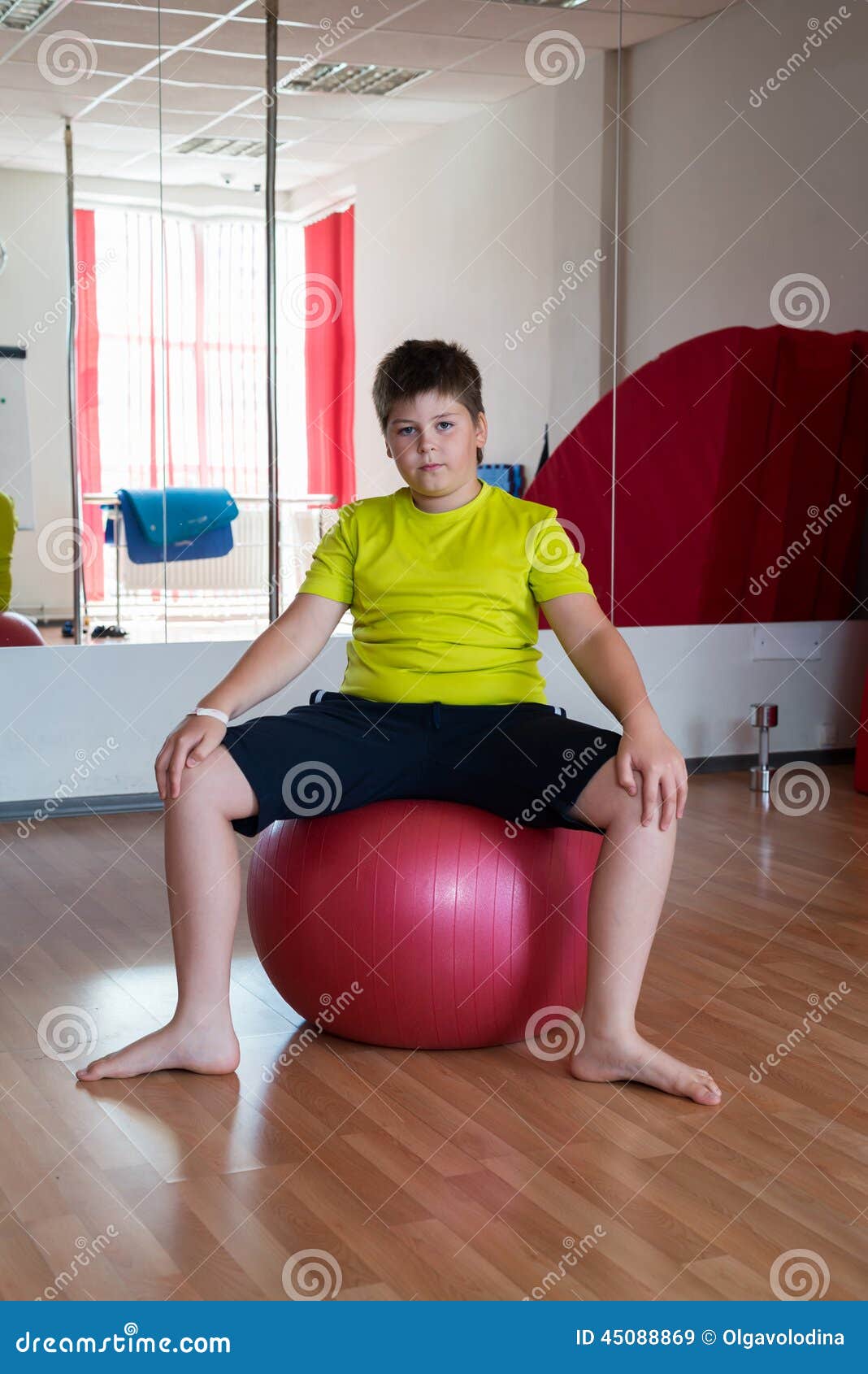 Boy Does Exercise with the Ball Stock Image - Image of vitality ...